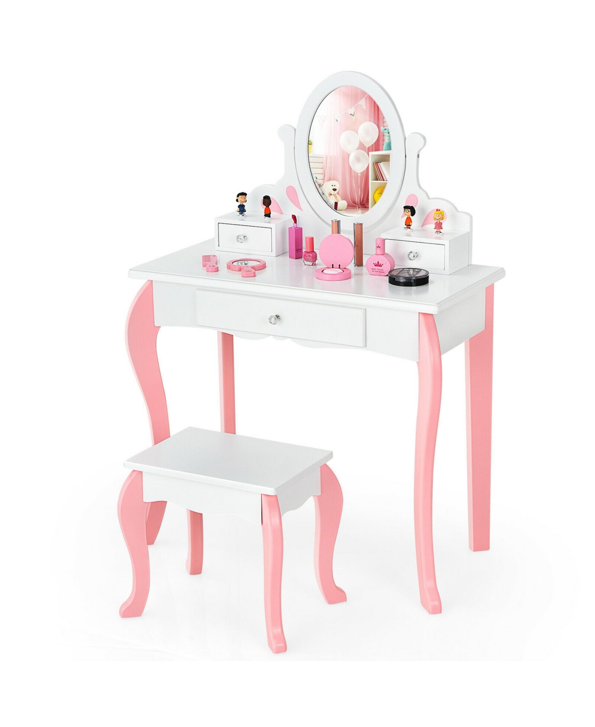 Click here for Gymax Kids Vanity Princess Makeup Dressing Table S... prices