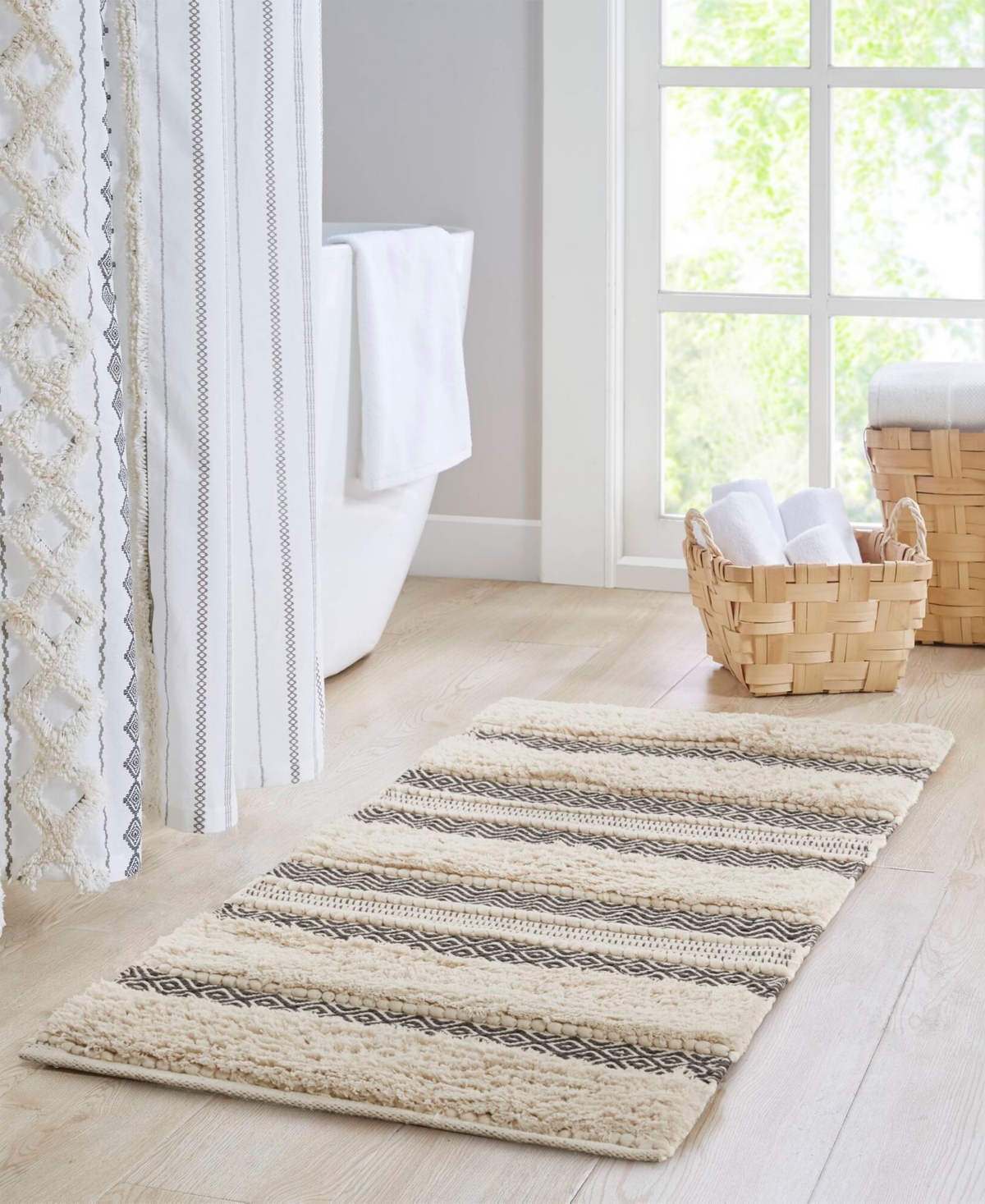 Click here for Ink+Ivy Asher Woven Texture Stripe Bath Rug  22 x... prices