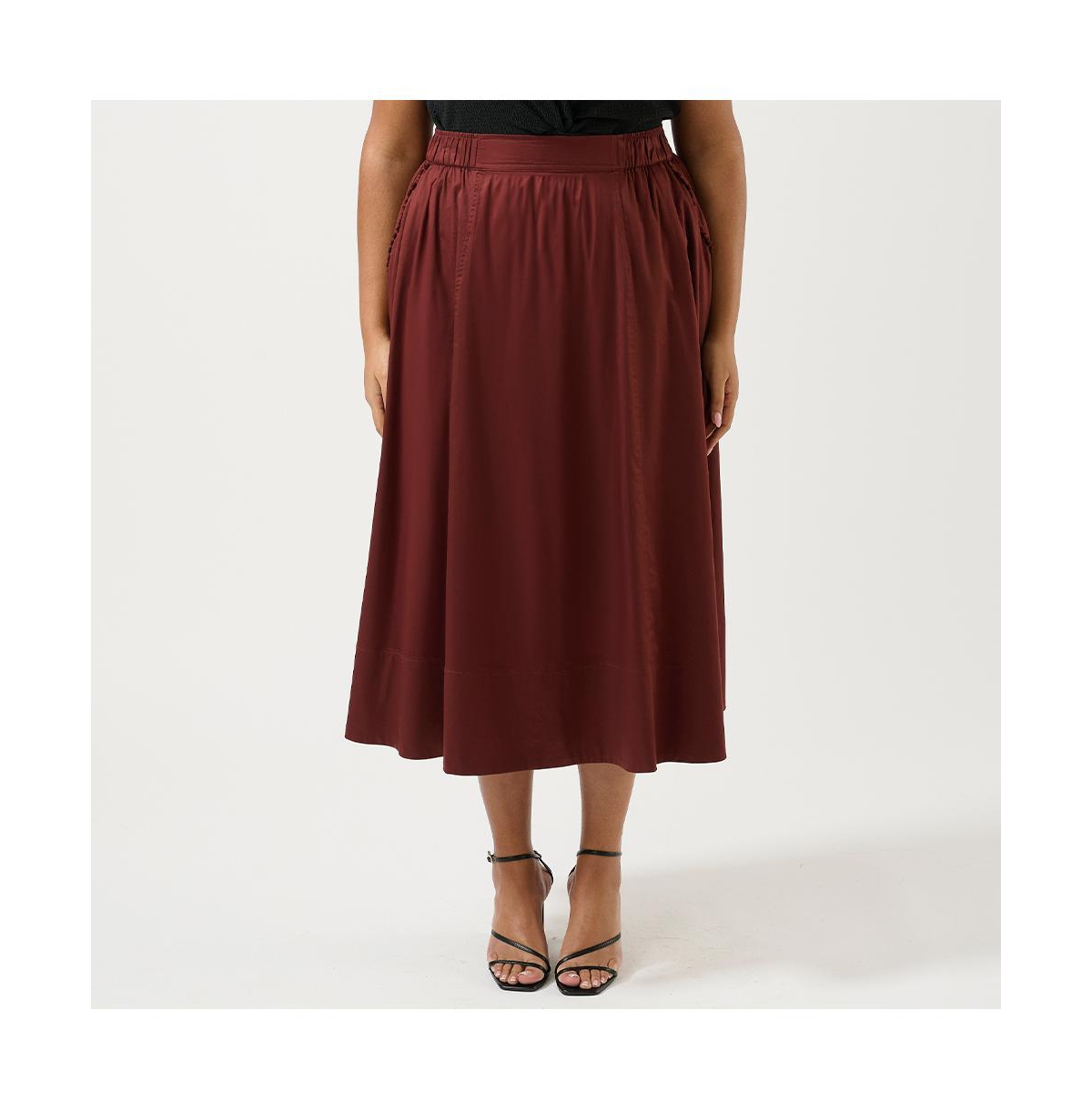 Click here for Estelle Plus Size Sahara Breeze Cotton Skirt - Bro... prices