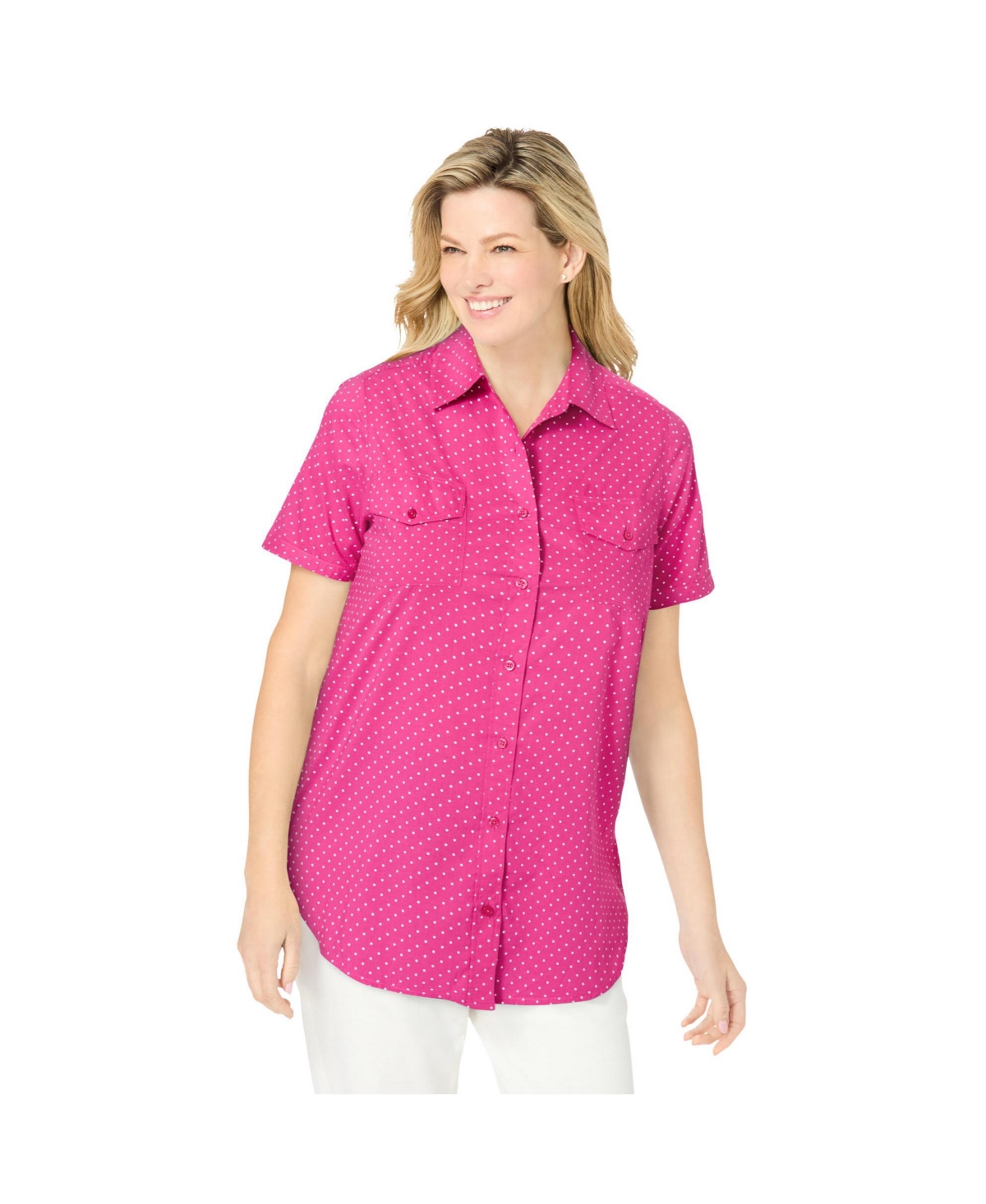 Click here for Woman Within Womens Within Short-Sleeve Cotton Cam... prices