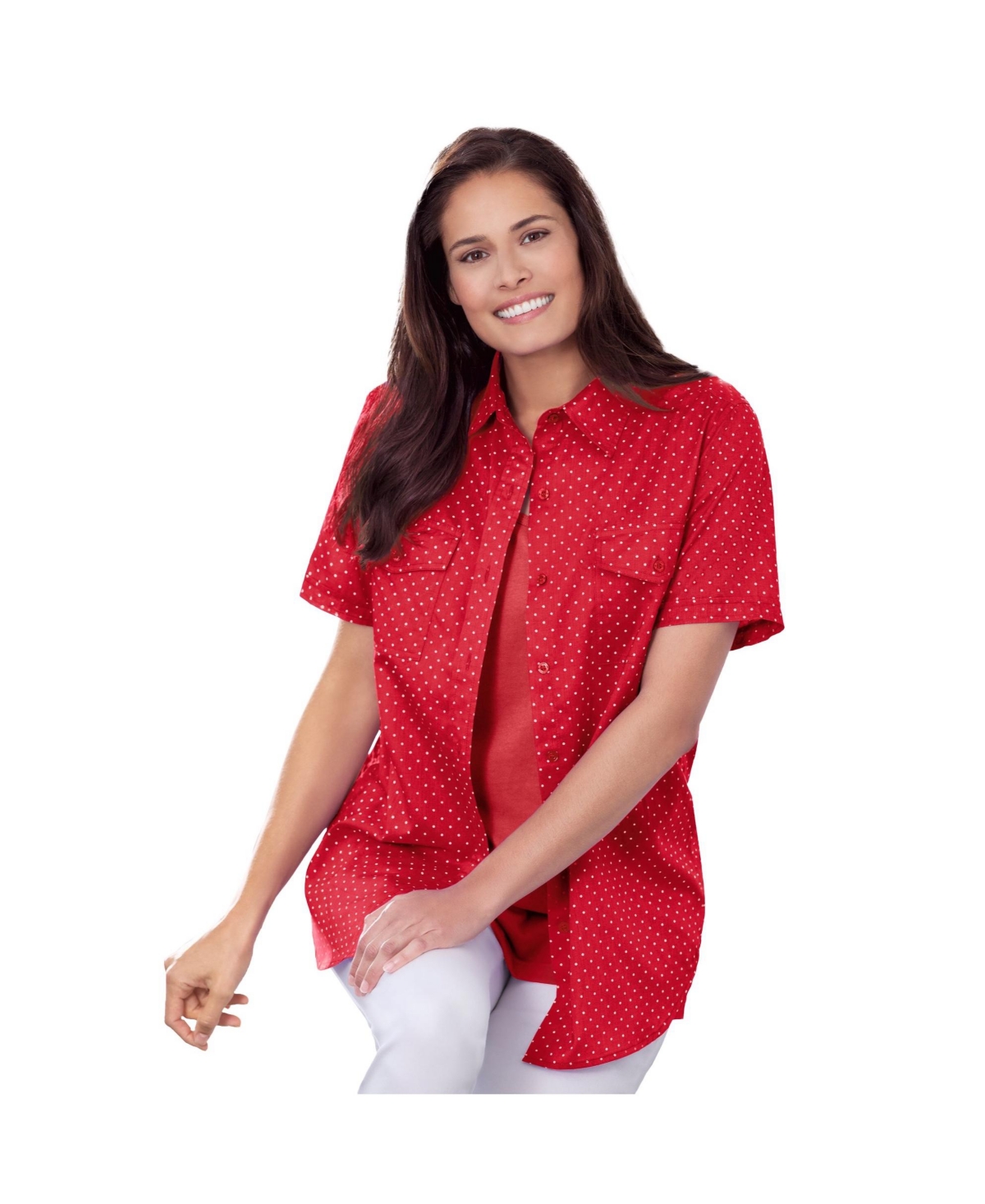 Click here for Woman Within Womens Within Short-Sleeve Cotton Cam... prices