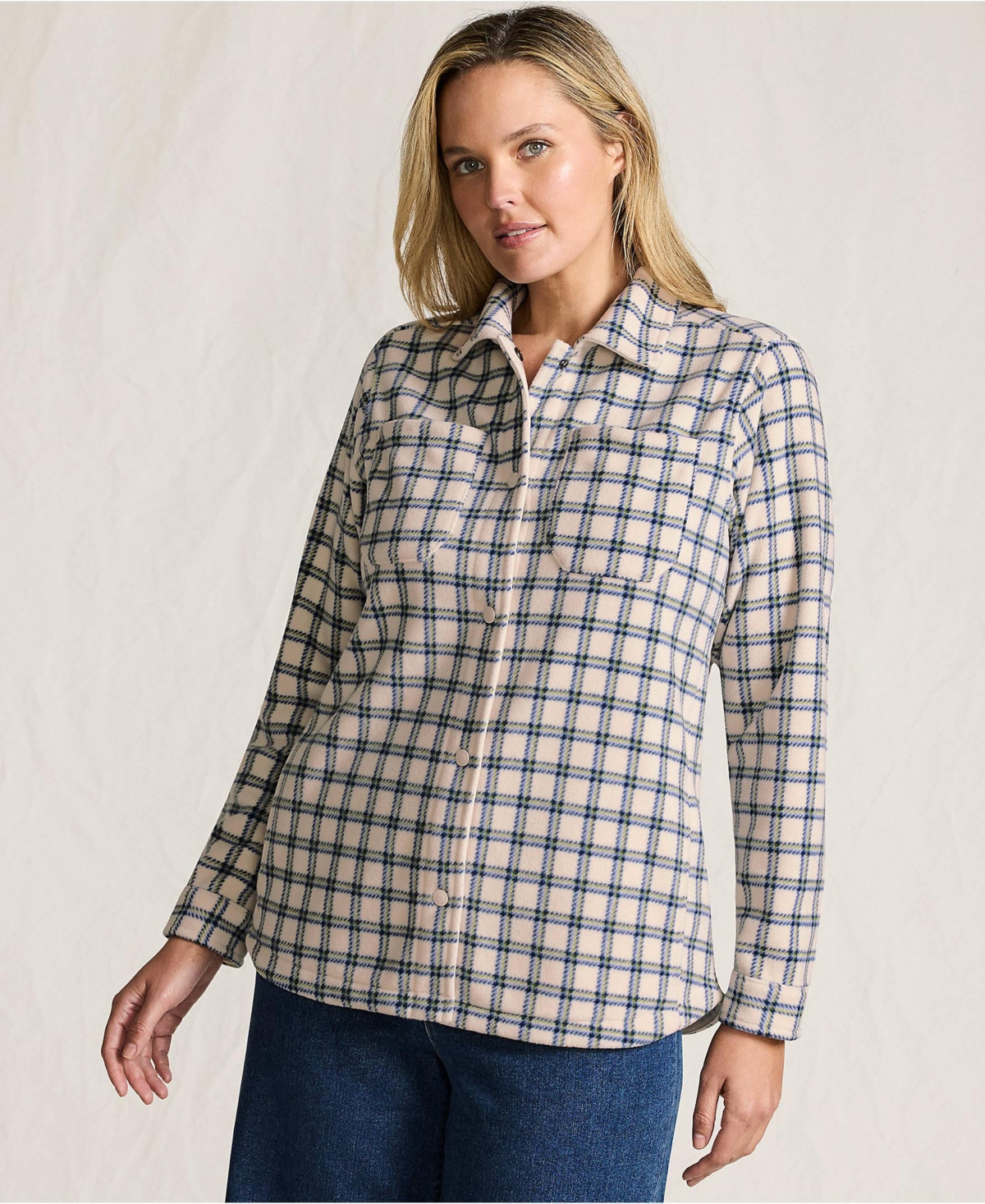 Click here for Lands End Plus Size Print Anyweather Fleece Shirt... prices