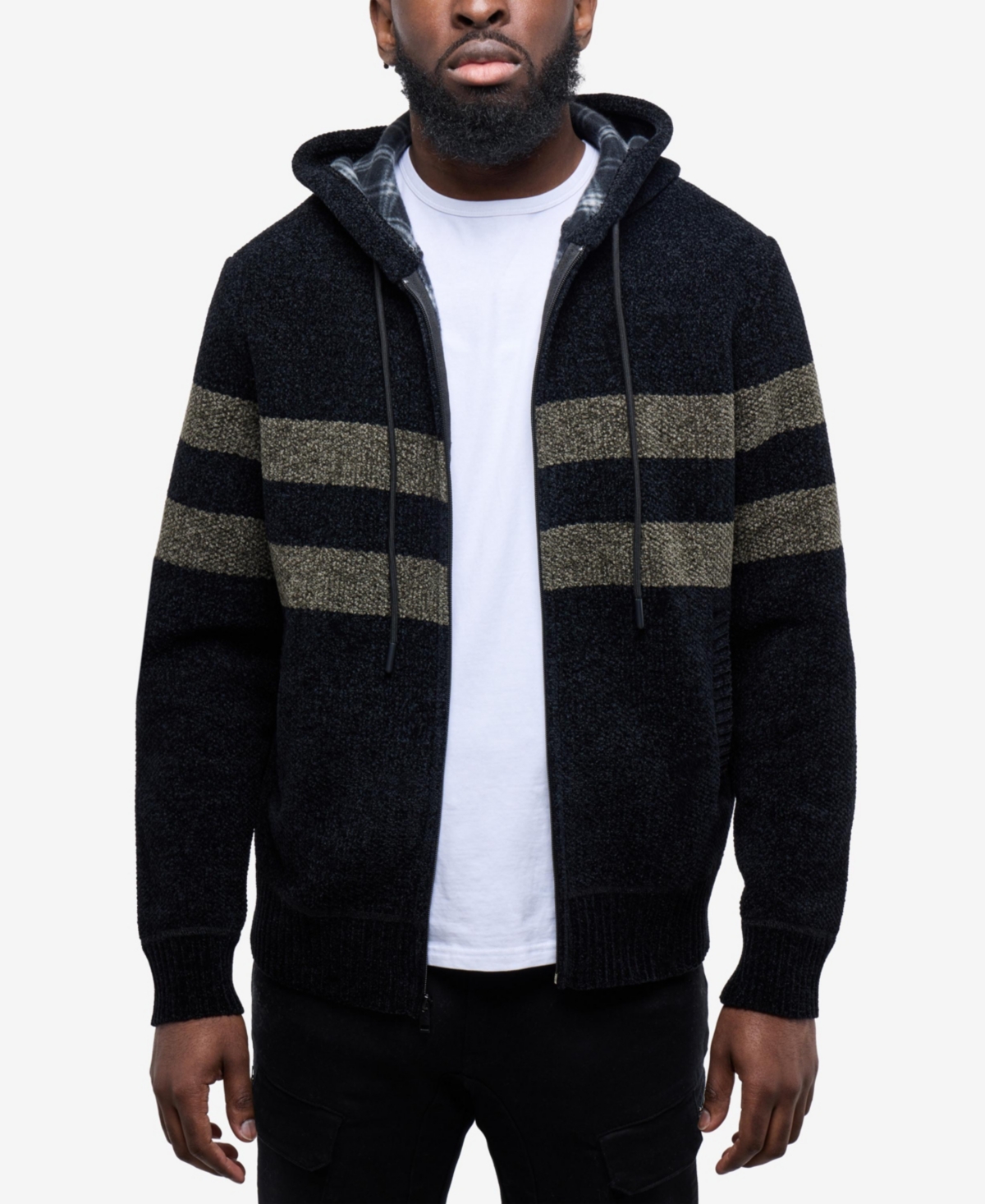 Click here for Cultura Mens Full Zip Hooded Sweater With Stripes... prices