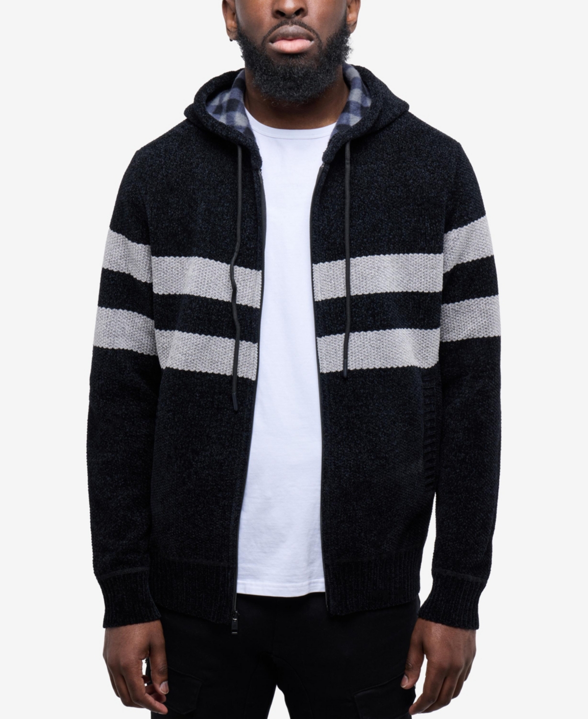 Click here for Cultura Mens Full Zip Hooded Sweater With Stripes... prices
