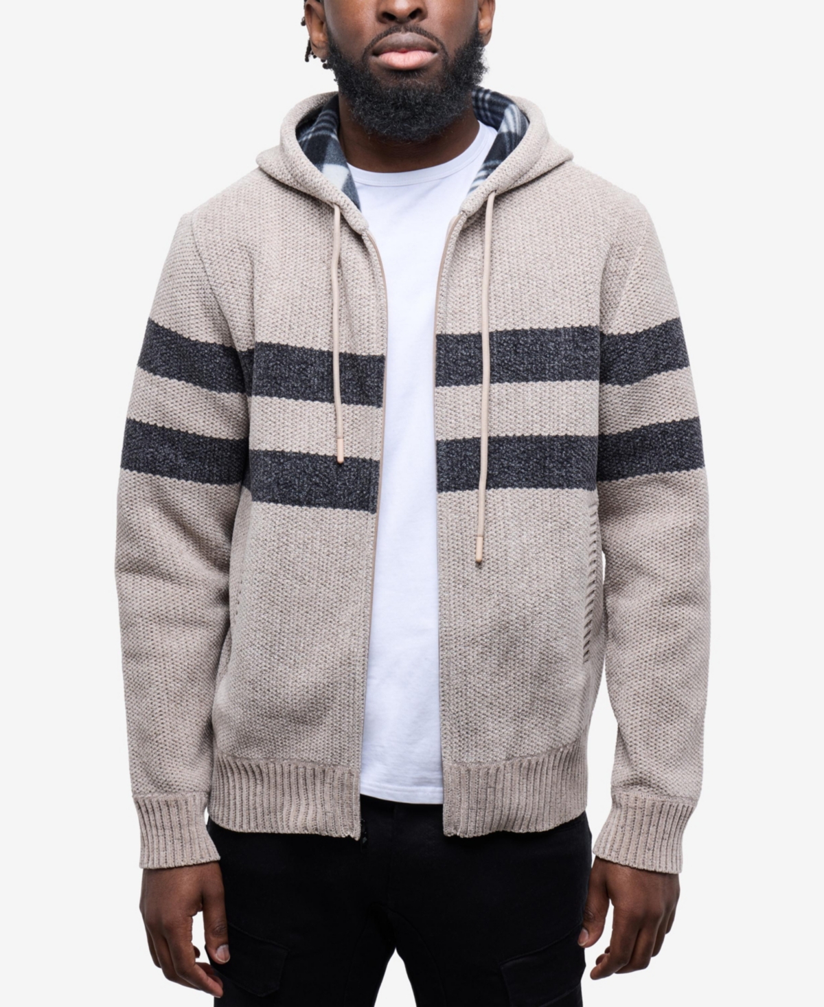 Click here for Cultura Mens Full Zip Hooded Sweater With Stripes... prices