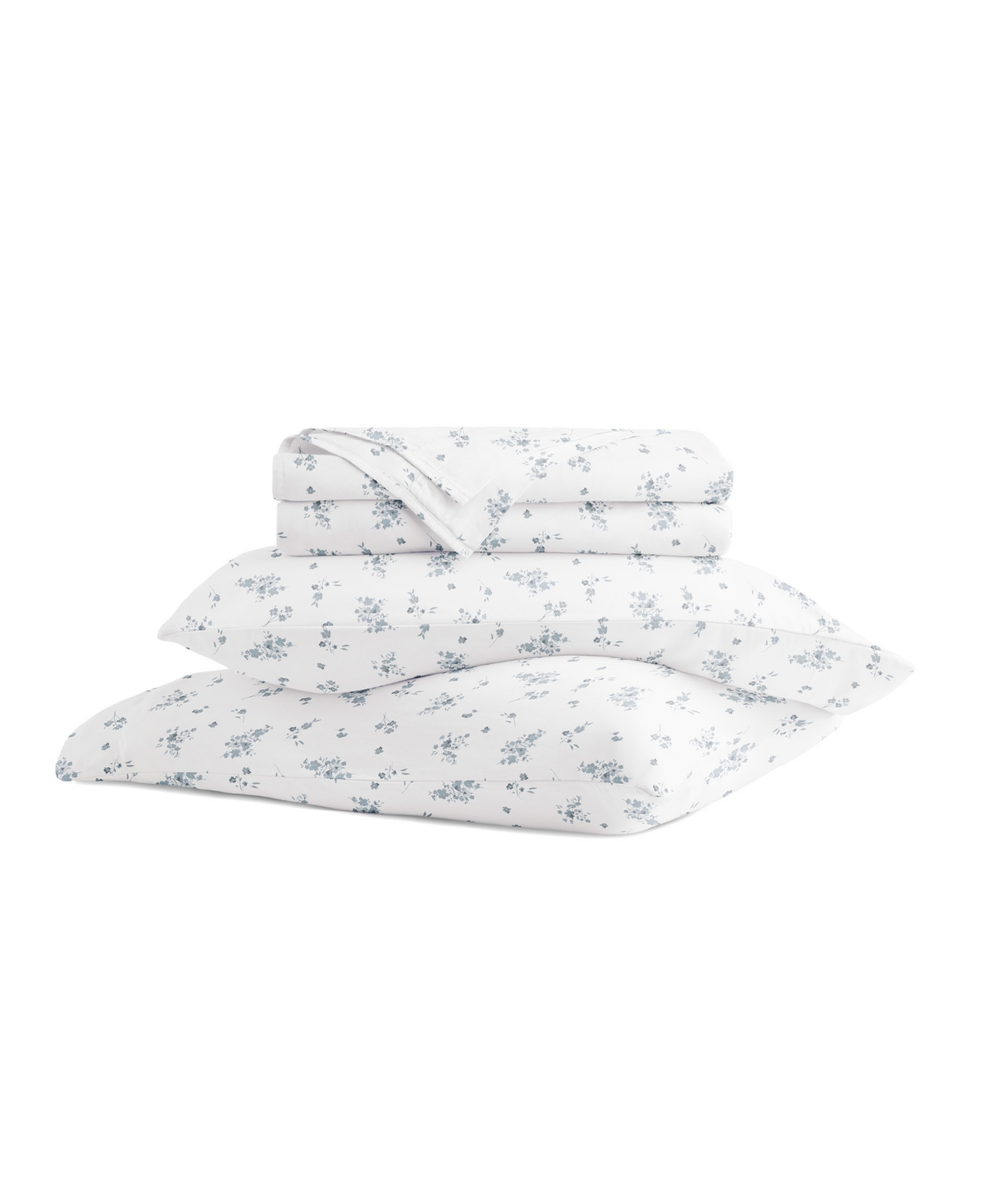 ienjoy Home Long Staple 300-Thread Count Cotton Pattern 4-Pc. Sheet Set  Queen - Bouquet Light Blue