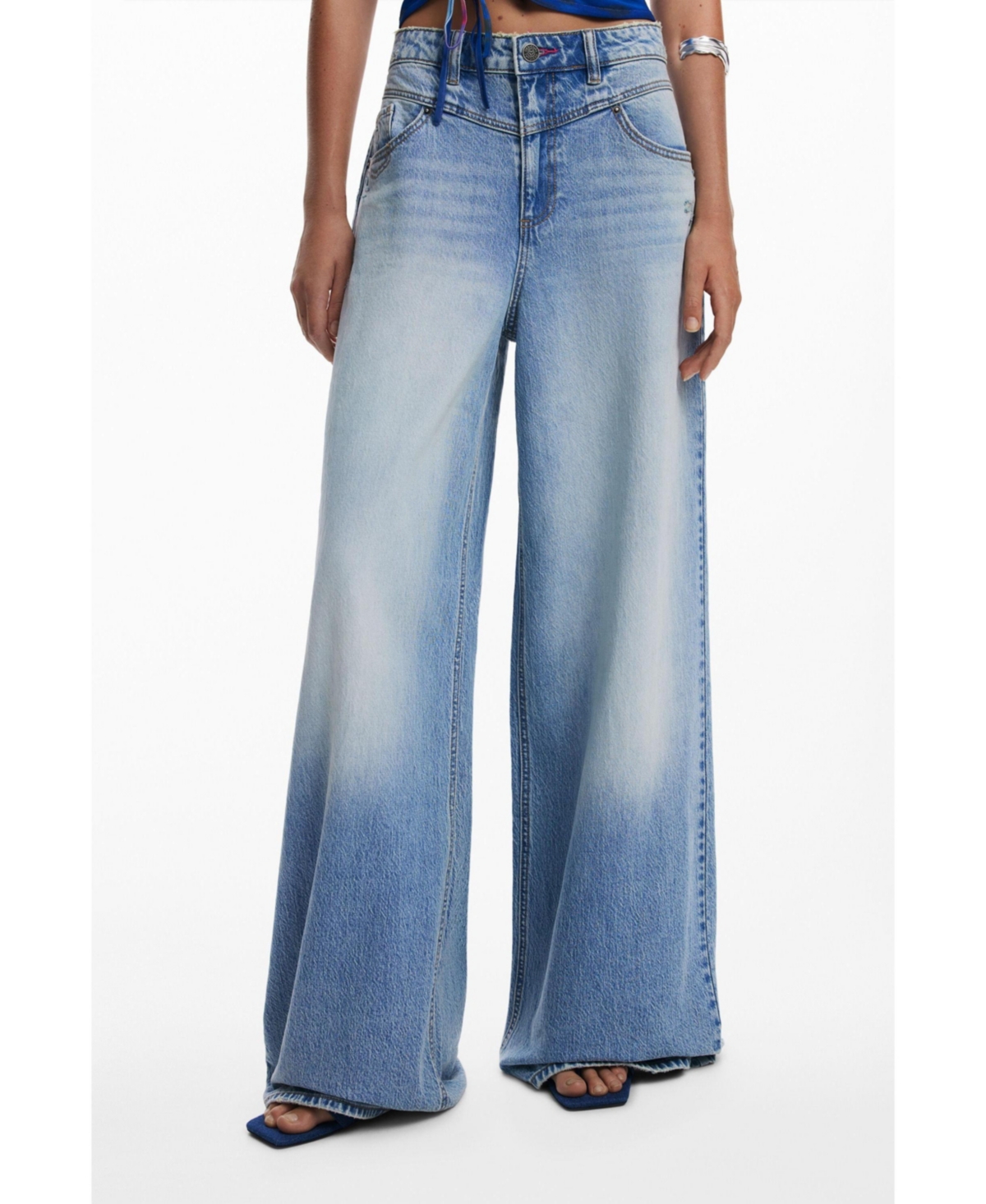 Click here for Desigual Womens Wide leg denim trousers - Medium b... prices
