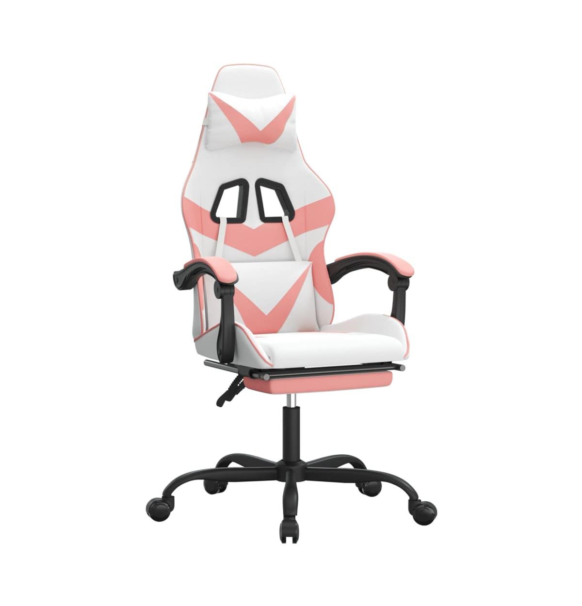 Click here for vidaXL Gaming Chair with Footrest White and Pink F... prices