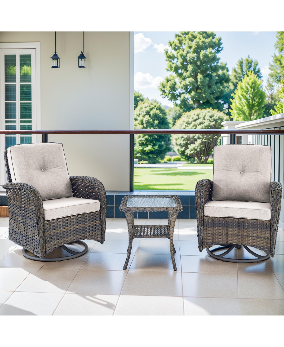 Click here for Gymojoy SleekArm Brown 3-Pieces Wicker Patio Conve... prices