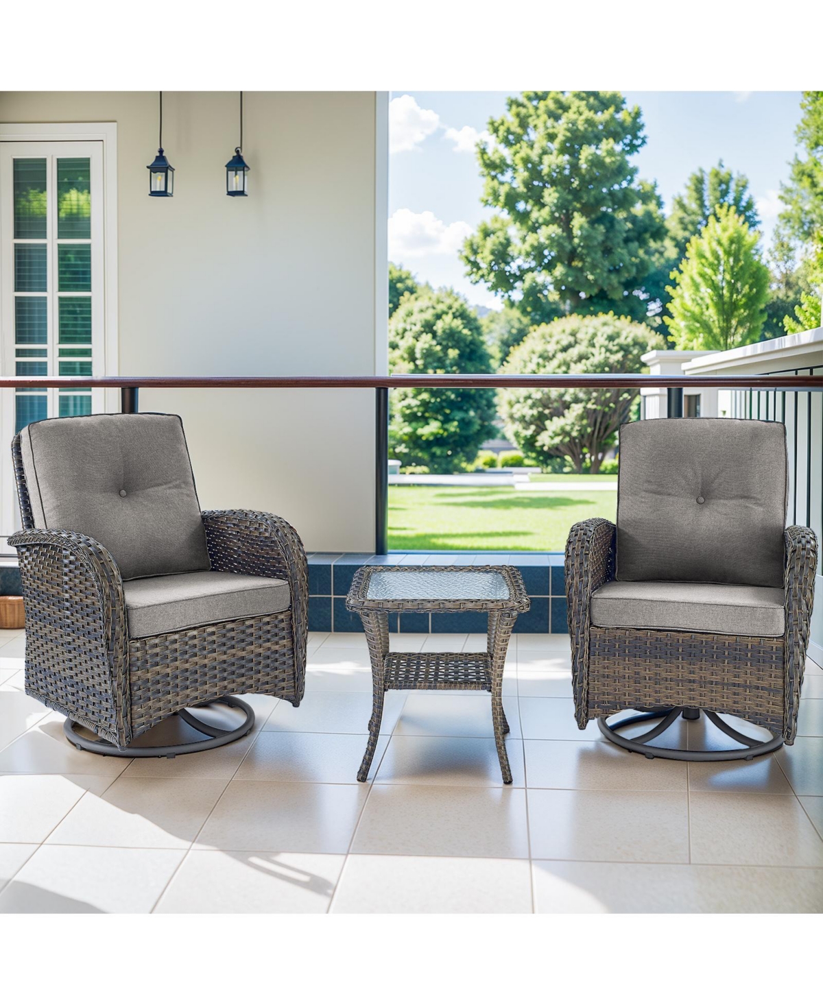 Click here for Gymojoy SleekArm Brown 3-Pieces Wicker Patio Conve... prices