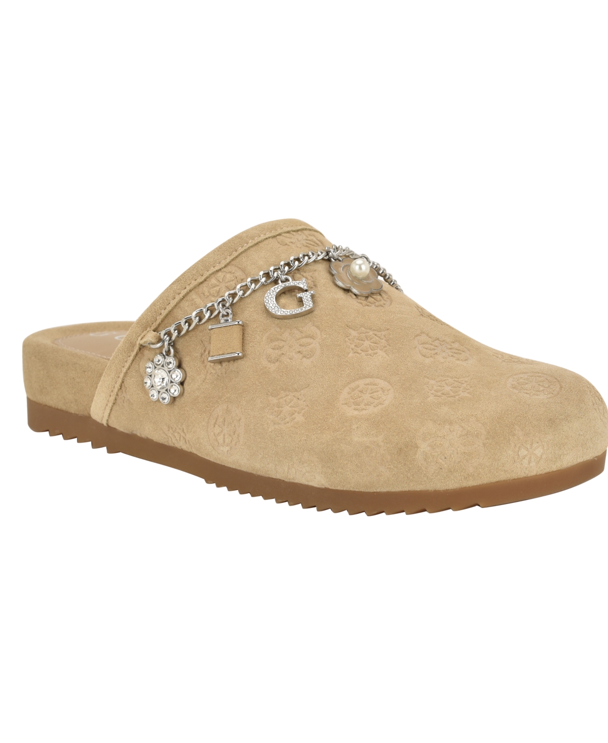 Click here for Guess Womens Gavyn Charms Logo Slip-On Clogs - Lig... prices