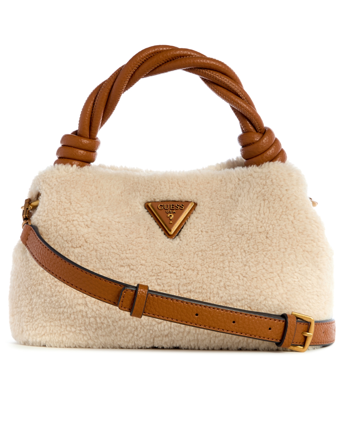 Guesss Womens haida Top Handle Crossbody Bag - Natural/cognac