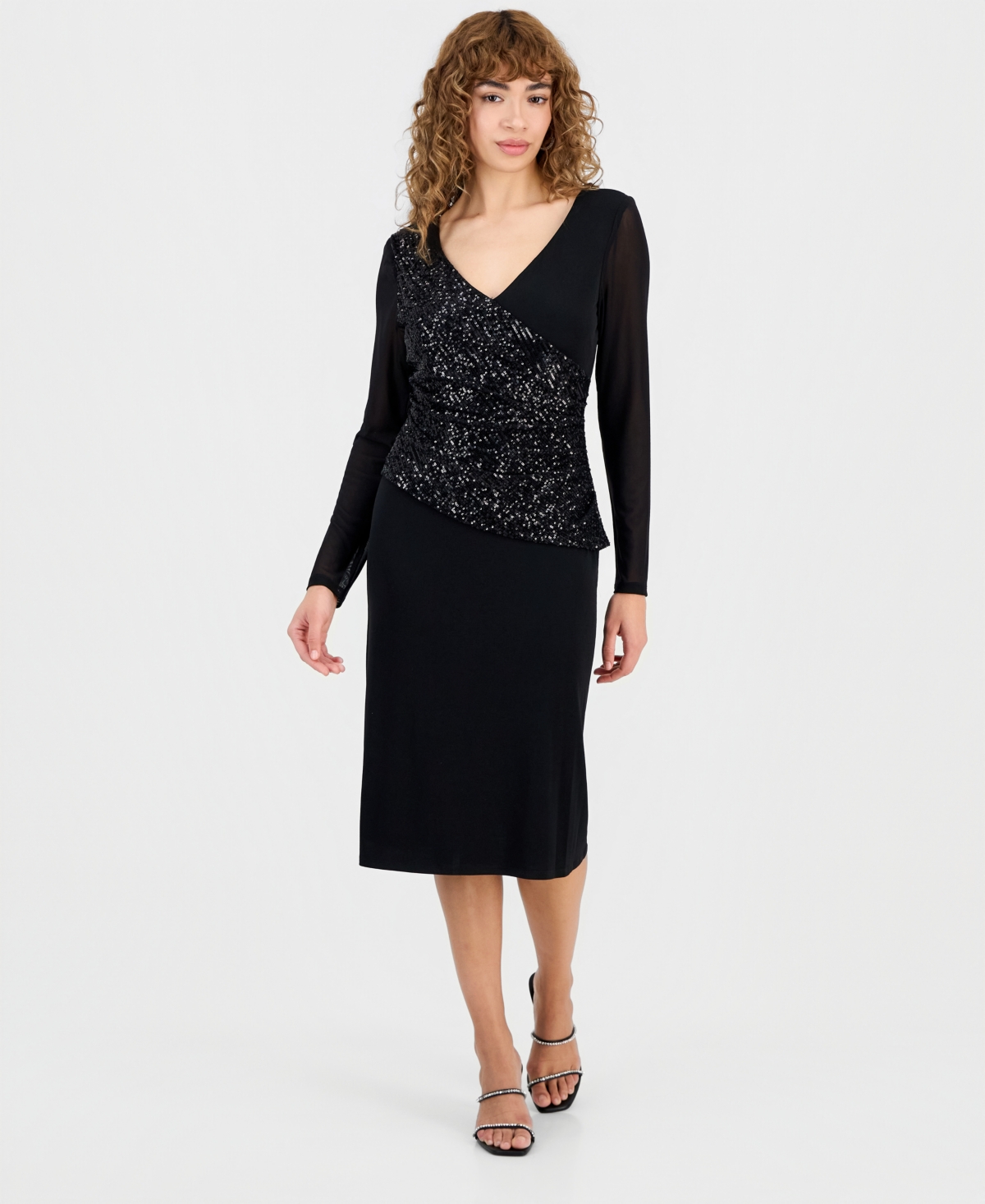Click here for Connected Womens Sequin-Panel Jersey Sheath Dress... prices
