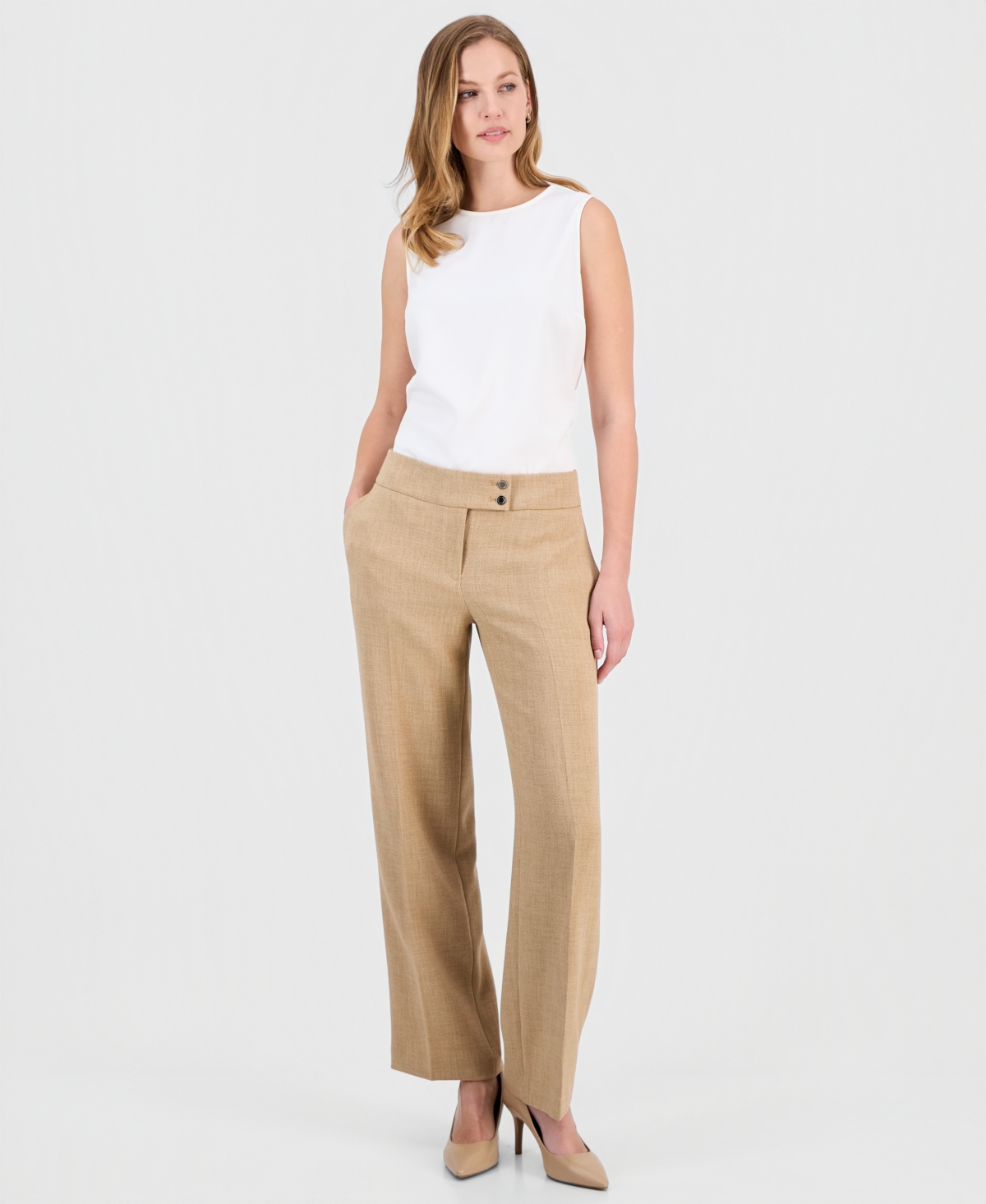 Click here for Kasper Petite Extended-Tab Wide-Leg Pants - Soft S... prices