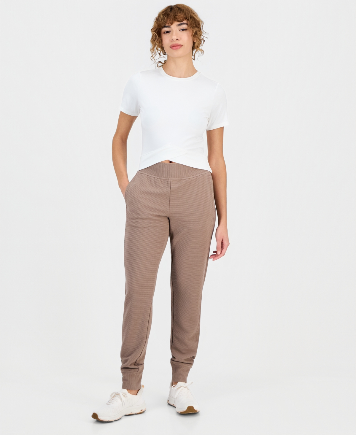 Click here for Id Ideology Womens Ottoman-Rib Jogger Pants  Creat... prices