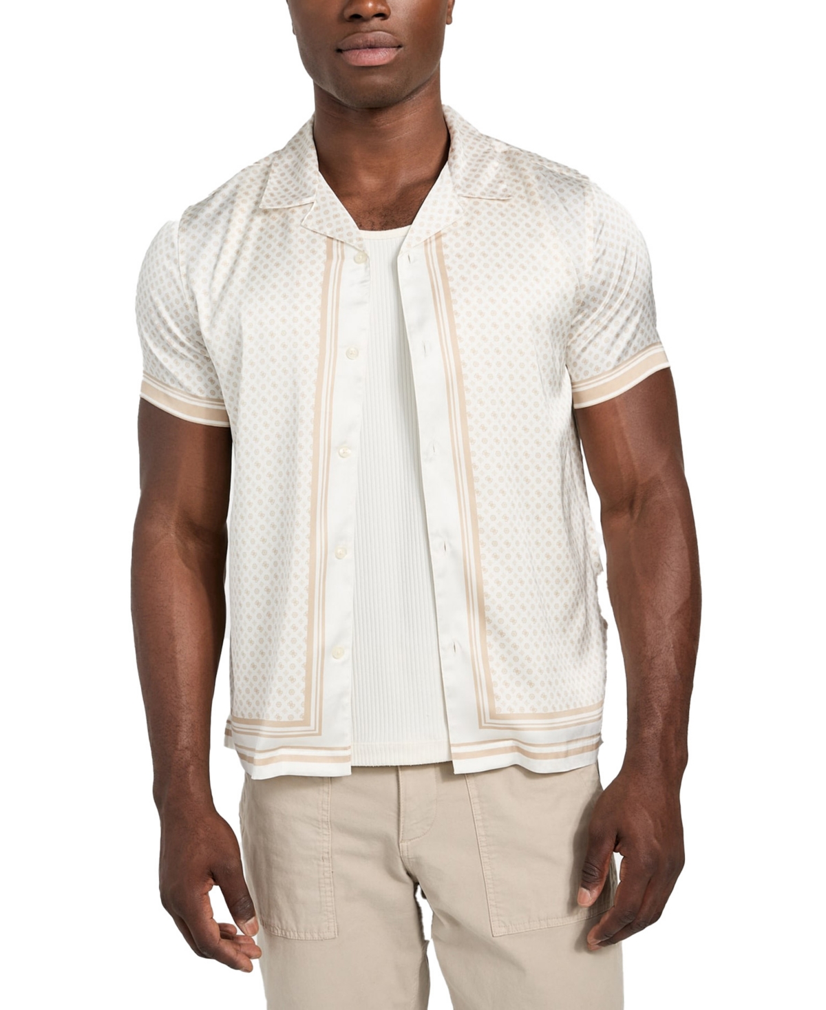 Click here for Guess Mens Charm Peony Shirt - Micro Peony Logo Sa... prices