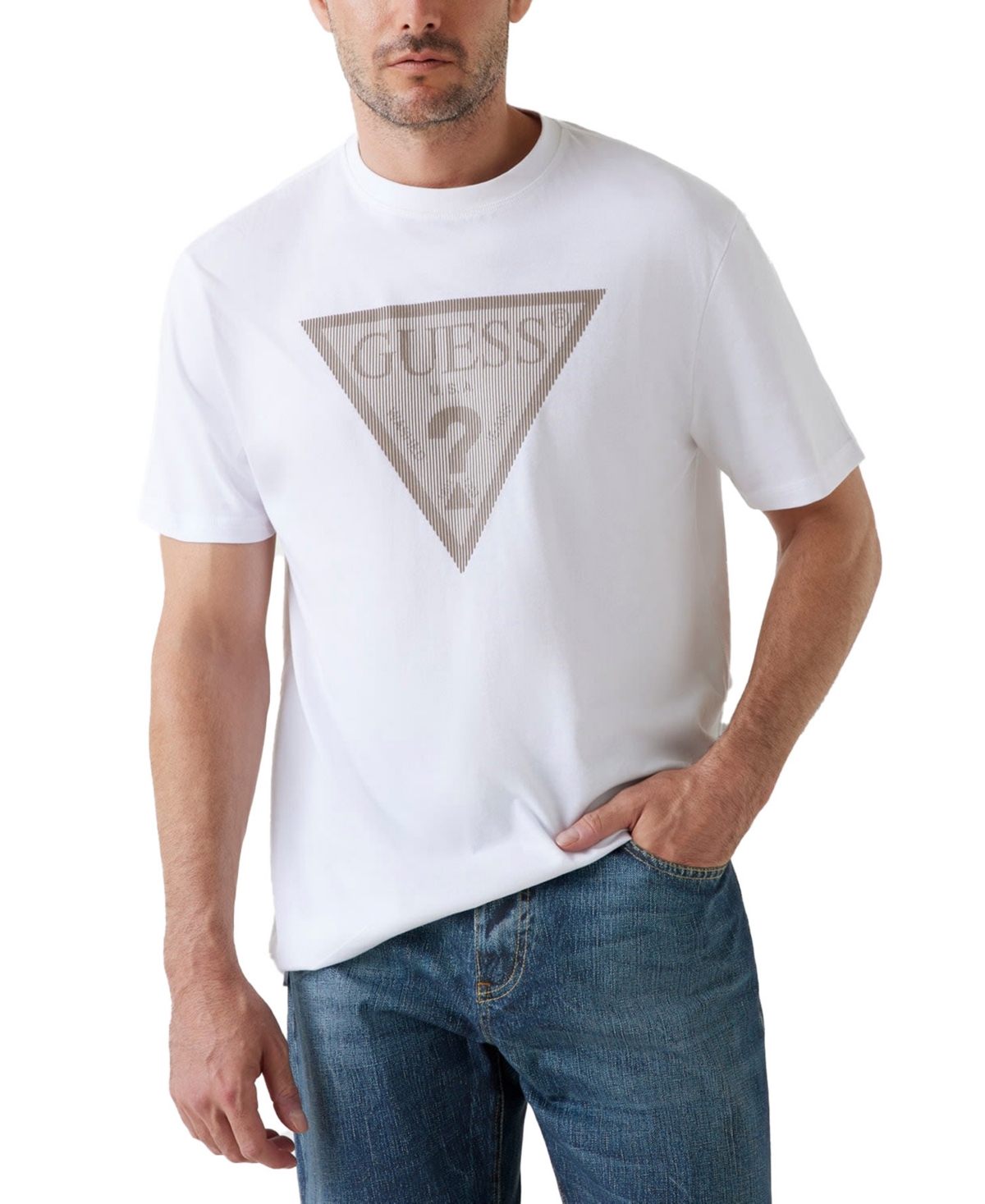 Click here for Guess Triangle Logo Short Sleeve Crewneck T-Shirt... prices