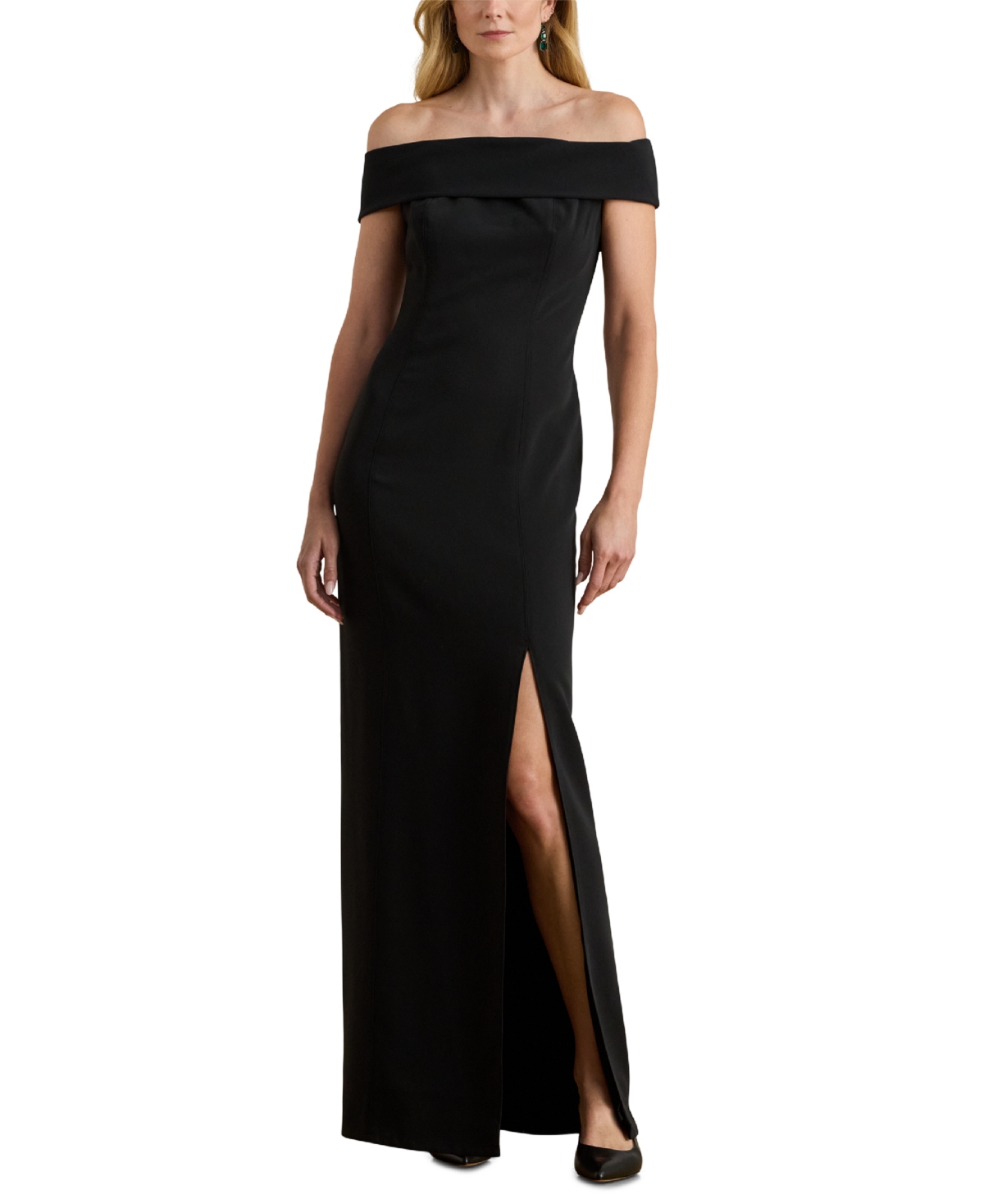 Click here for Lauren Ralph LaurenCrepe Off-the-Shoulder Gown - B... prices