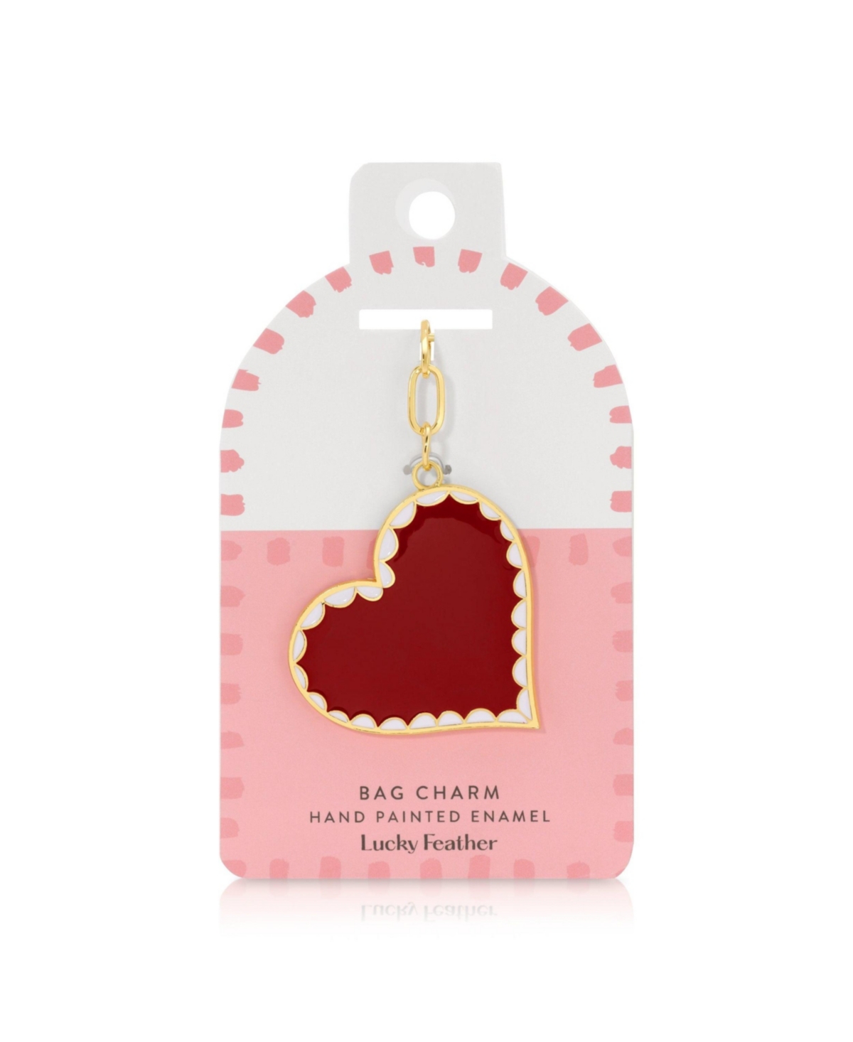 Click here for Lucky Feather Enamel Bag Charm - Scalloped heart prices