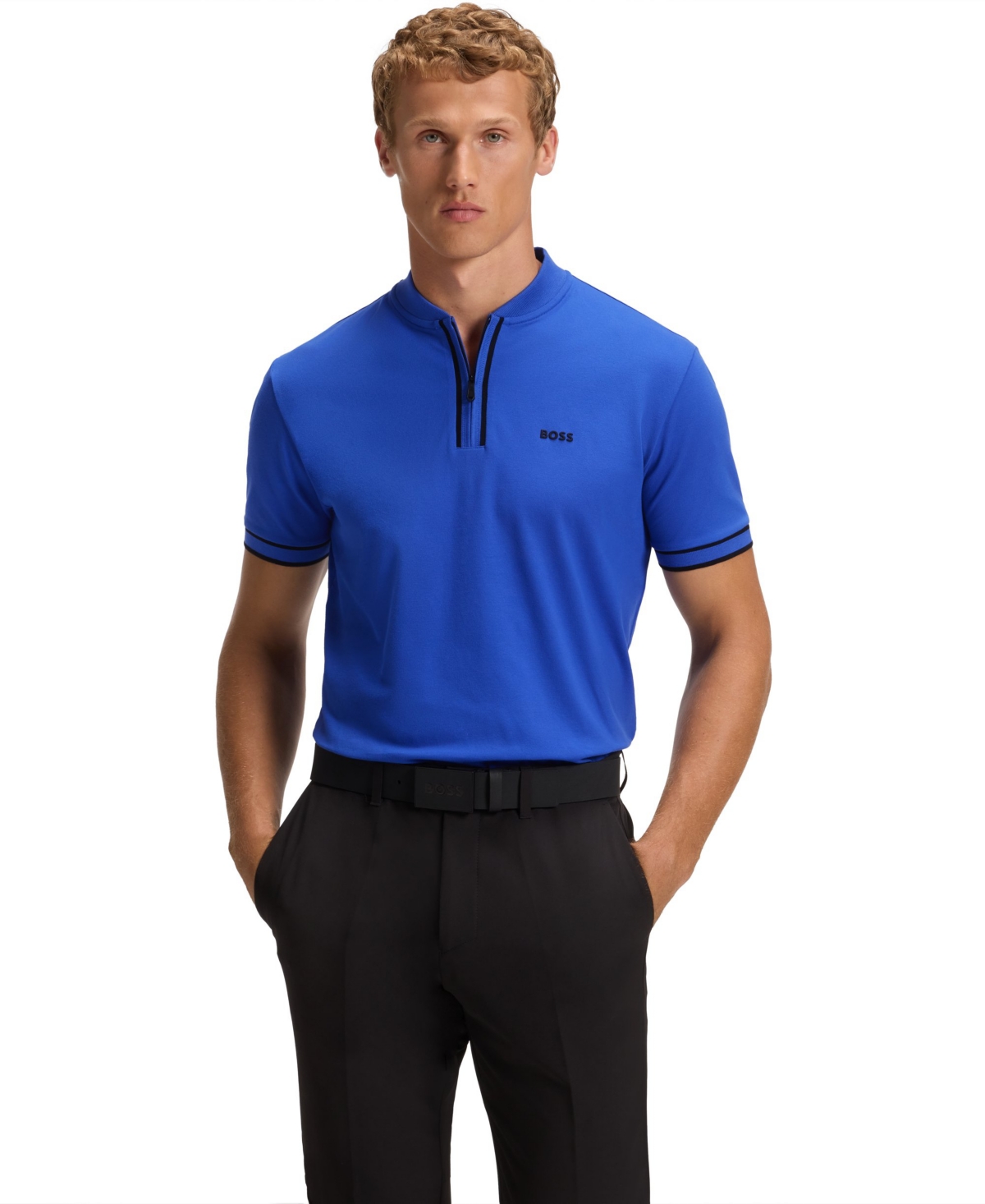 Click here for Boss by Hugo Boss Mens Cotton-Pique Zip-Neck Polo... prices