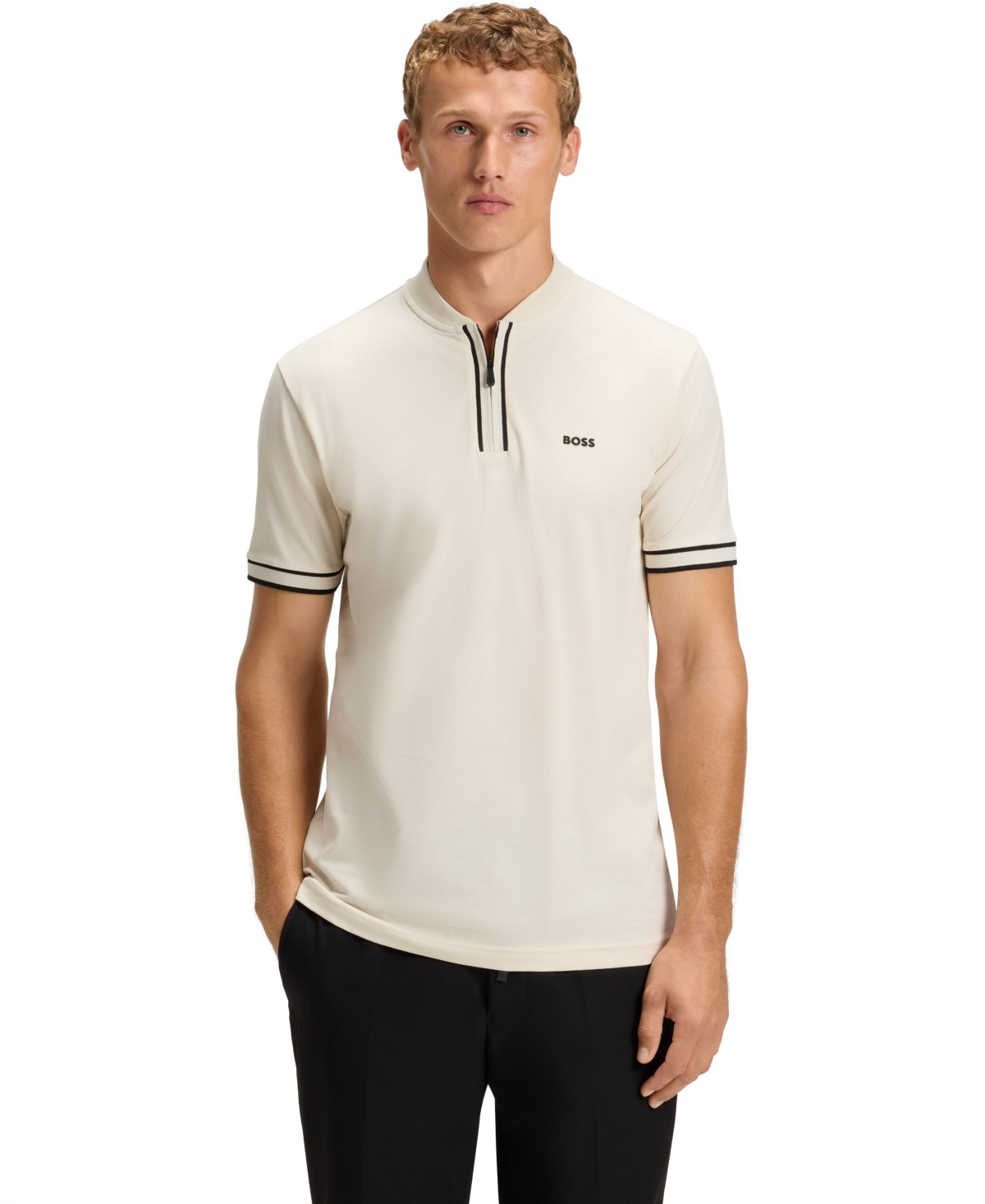 Click here for Boss by Hugo Boss Mens Cotton-Pique Zip-Neck Polo... prices
