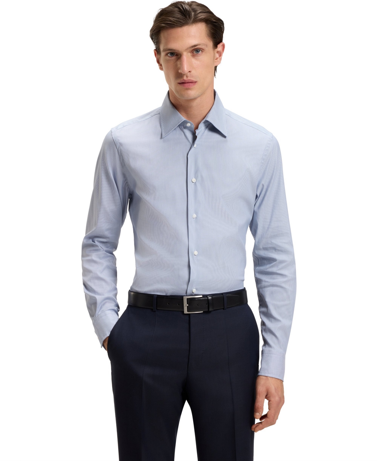 Click here for Boss by Hugo Boss Mens Cotton Blend Slim-Fit Dress... prices