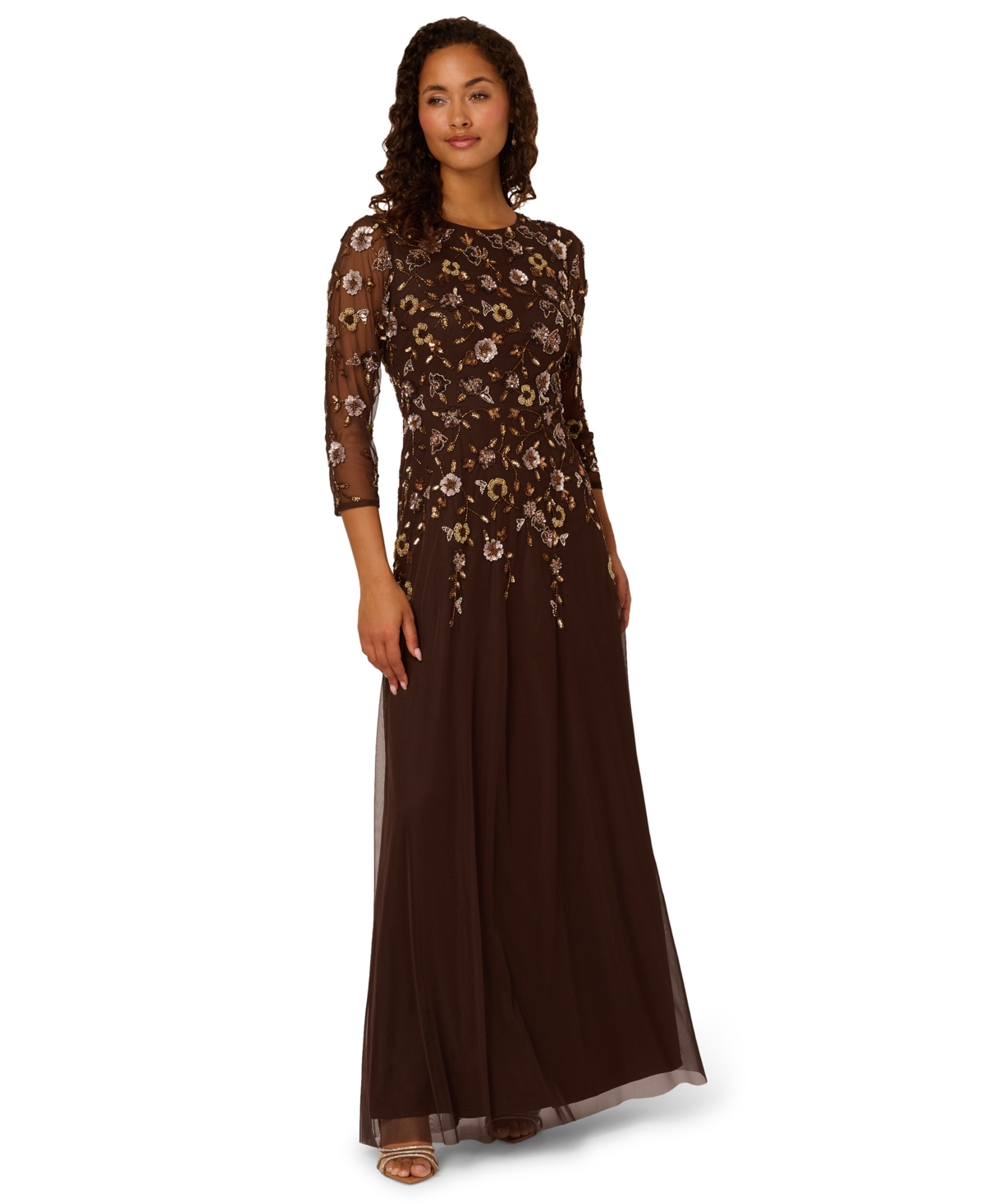 Click here for Adrianna Papell Womens Beaded Maxi Dress - Chocola... prices