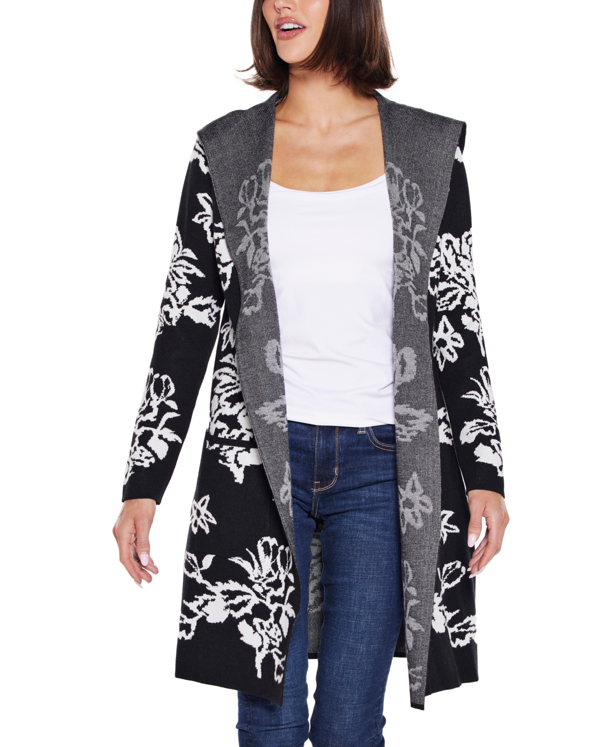 Click here for Belldini Womens Hooded Fall Botanicals Coatigan Sw... prices