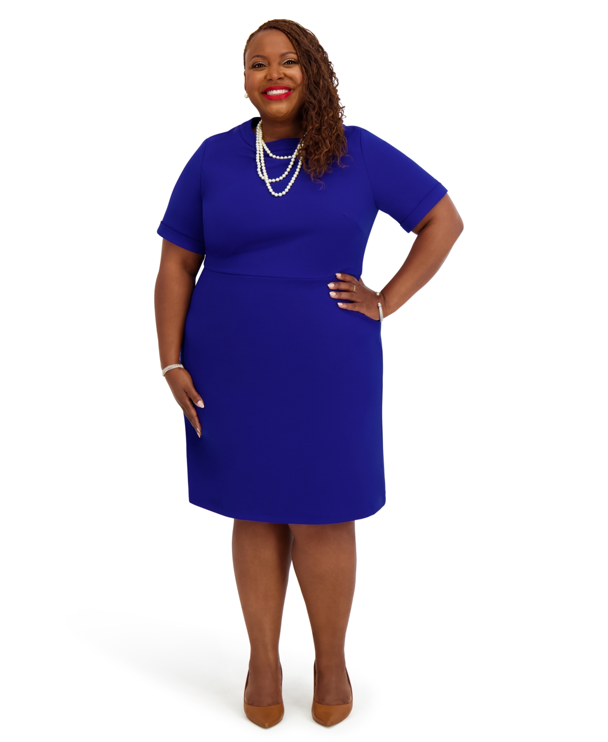 Click here for Kasper Womens Short Sleeve Crewneck Dress - Royal prices