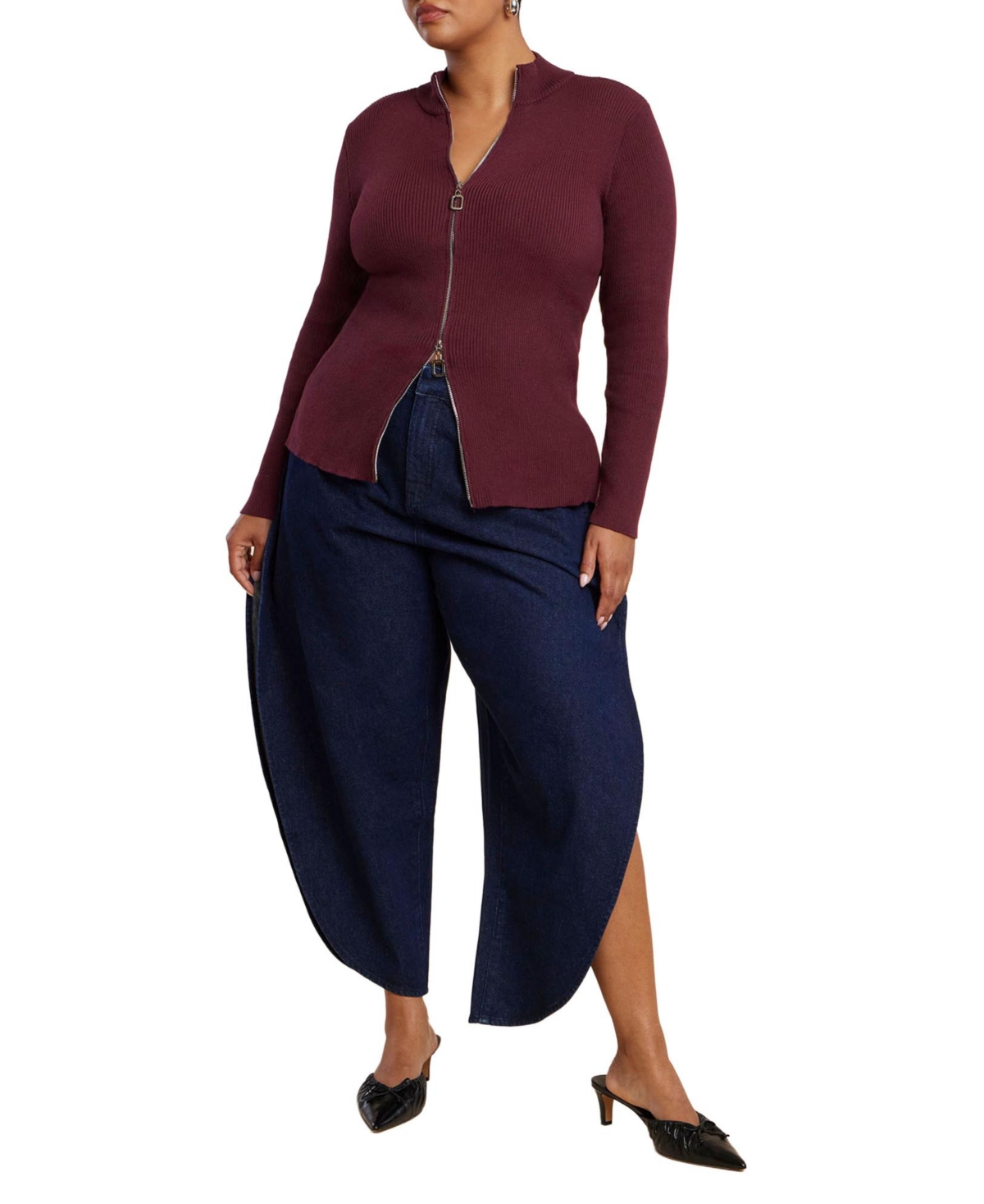 Click here for Eloquii Womens Petal Shape Open Side Jean - True d... prices