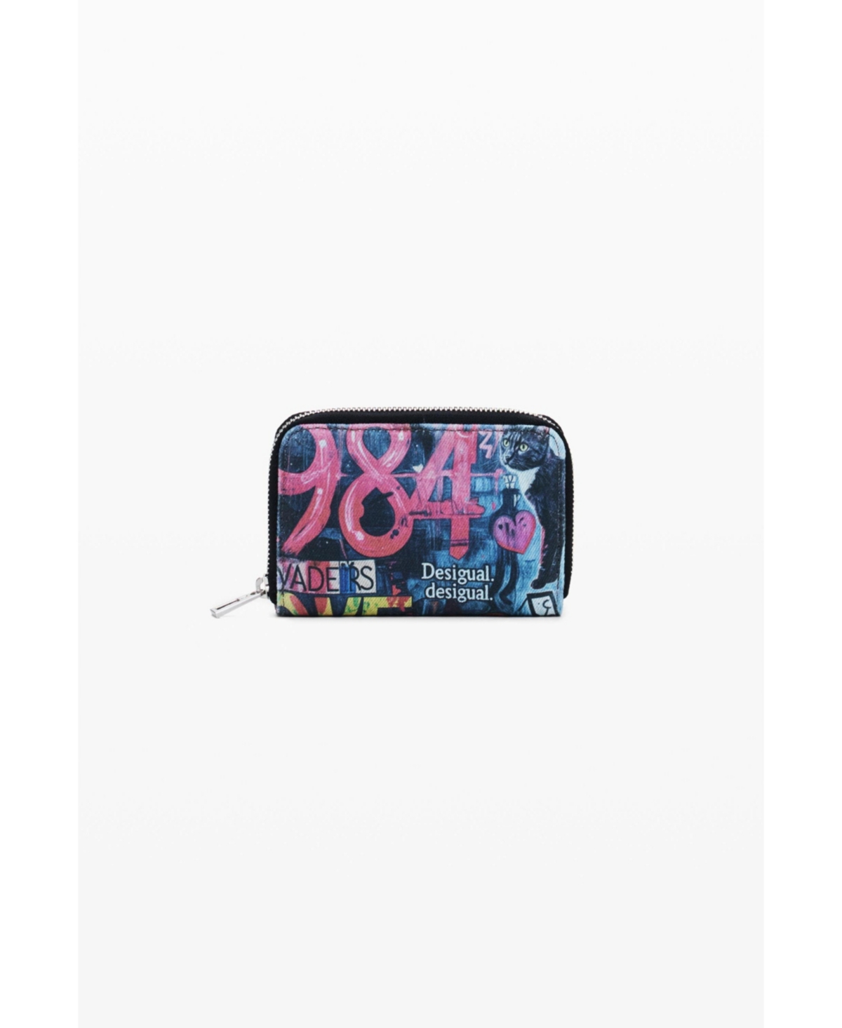 Click here for Desigual Womens Small graffiti cat wallet - Black prices