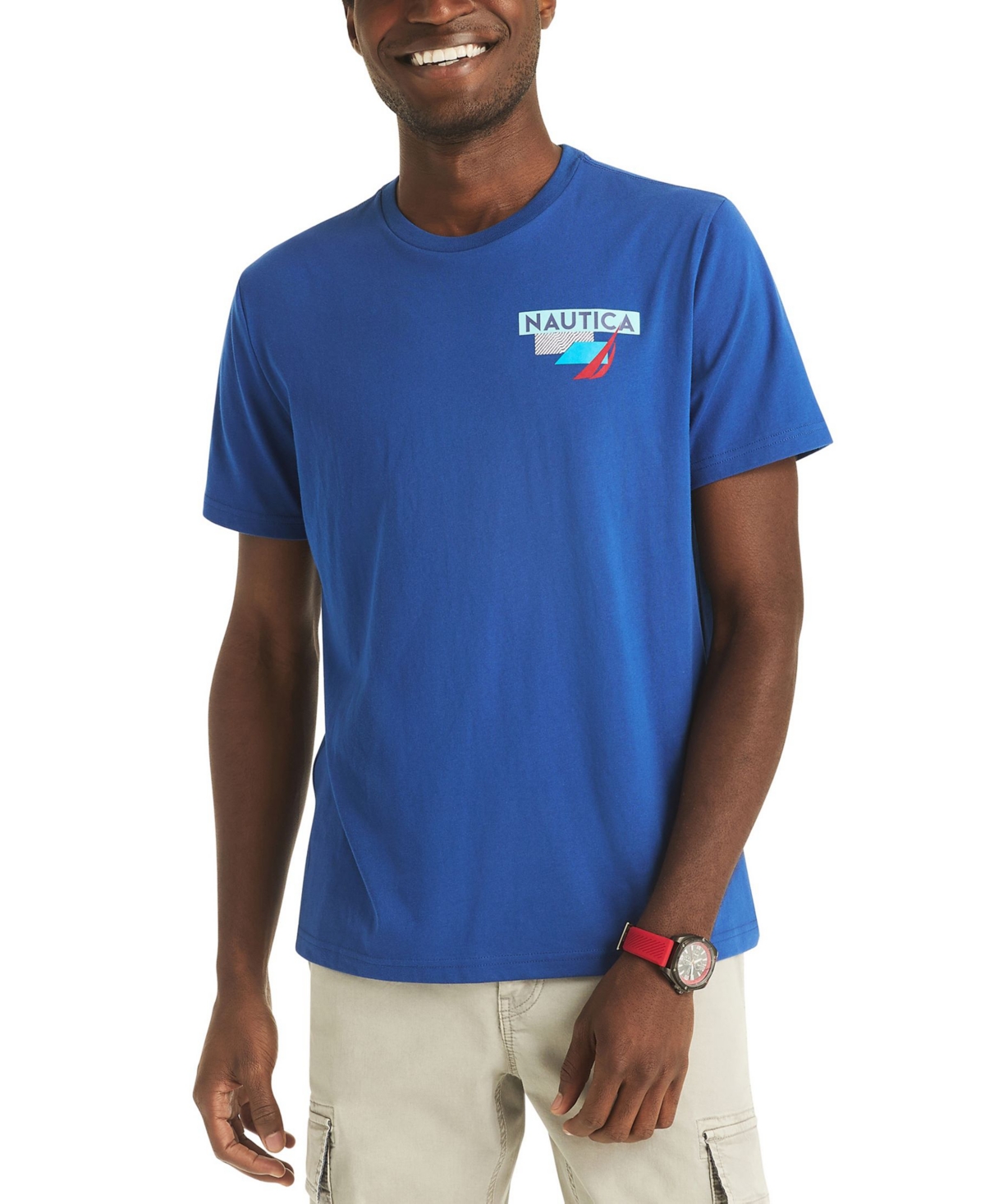 Click here for Nautica Mens Crewneck Geo Sailing T-Shirt - LIMOGE... prices