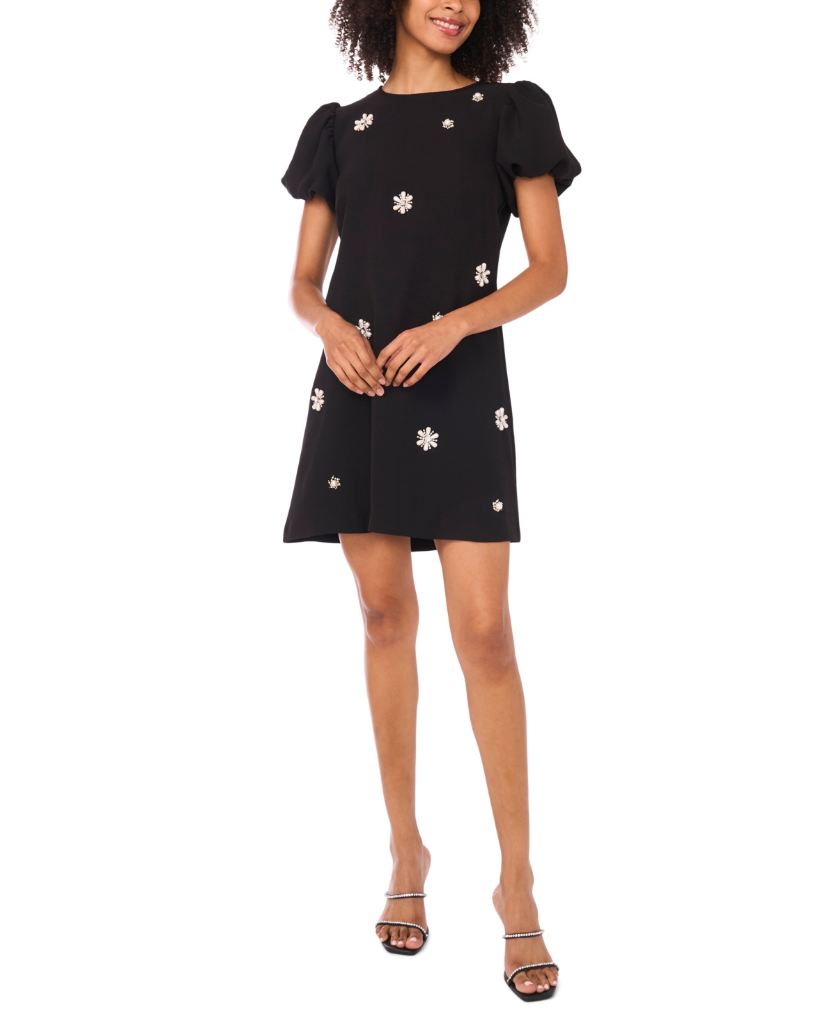 Click here for CeCe Womens Embellished Swing Dress - Rich Black prices