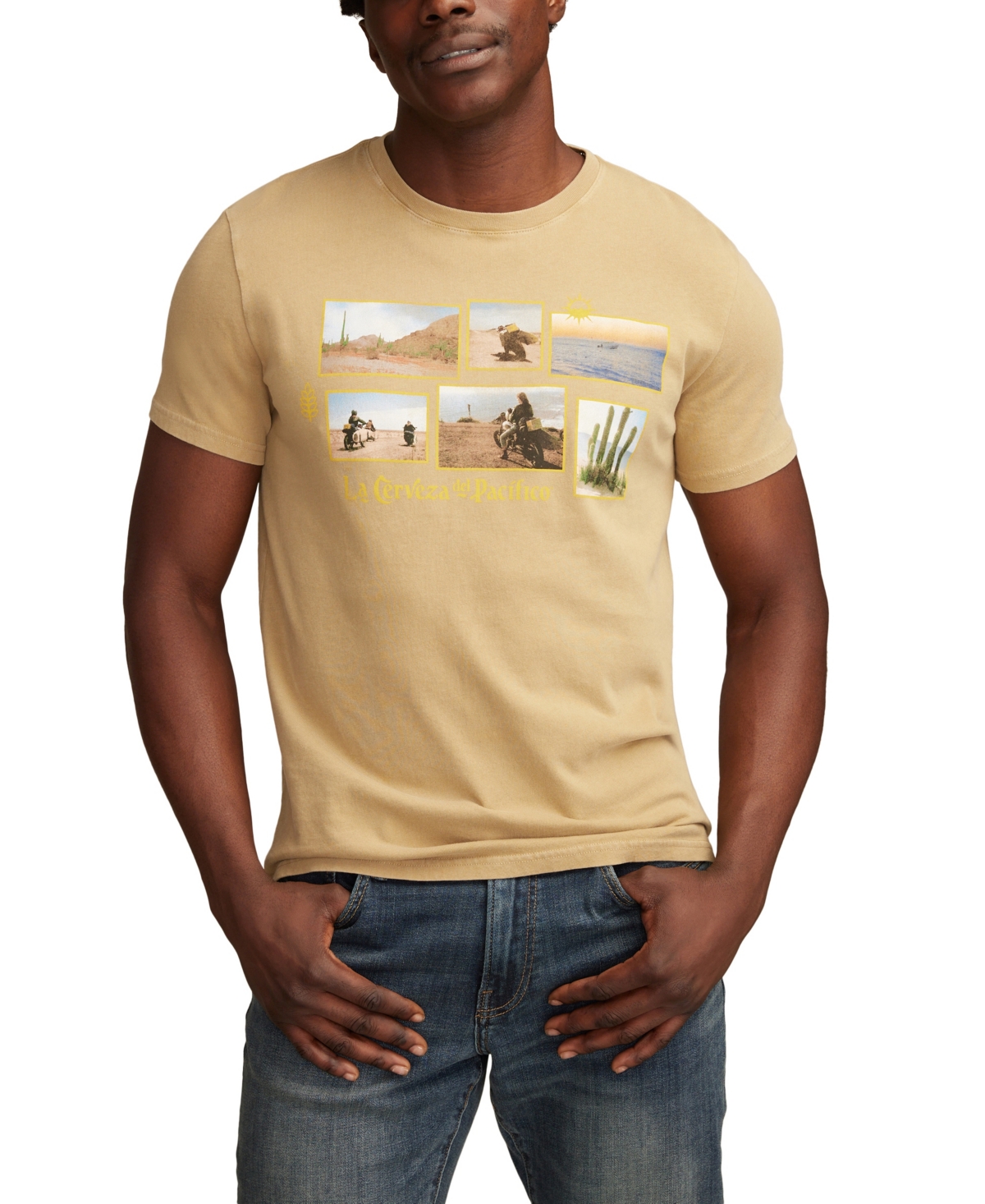 Lucky Brand Mens Pacifico Photos Short Sleeve T-shirt - Sponge