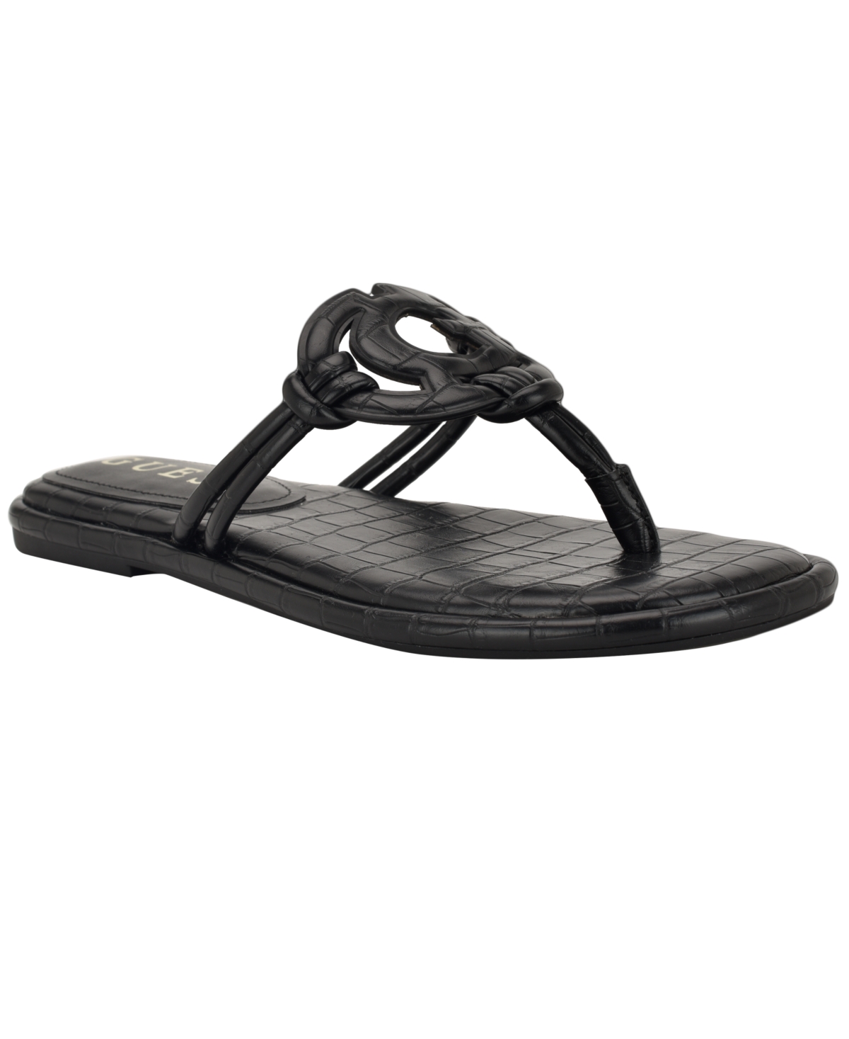 Click here for Guess Womens Saime Embellished G Cutout Flat Thong... prices