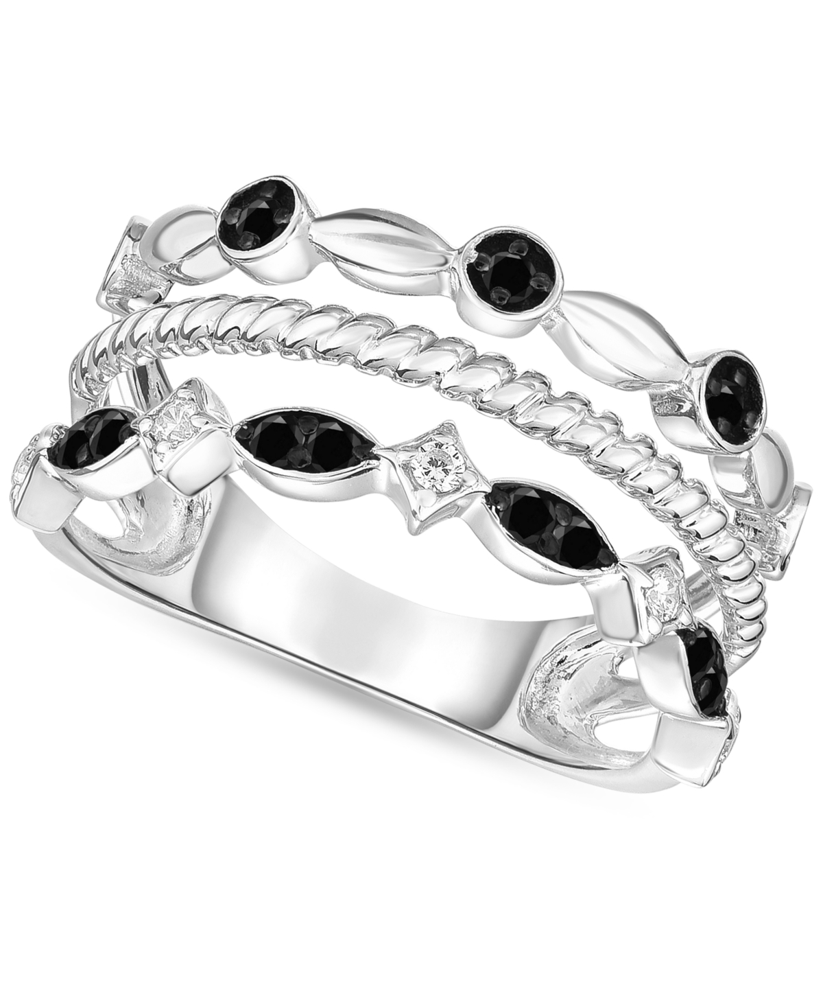 Click here for Macys Black Diamond Ring (1/4 ct. t.w.) in Sterlin... prices