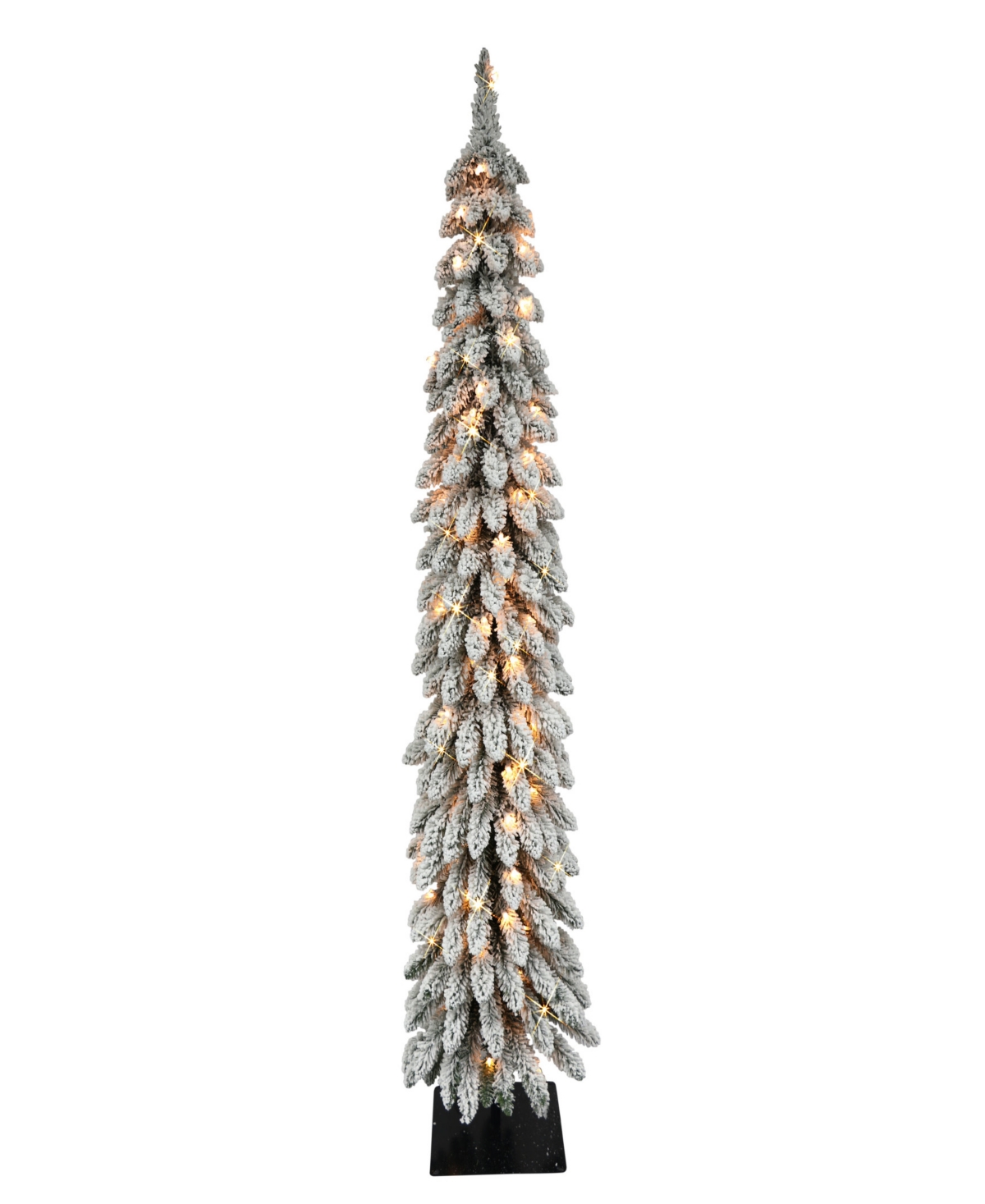 Click here for Puleo 6FT Pre-Lit Flocked Alpine Pencil Artificial... prices