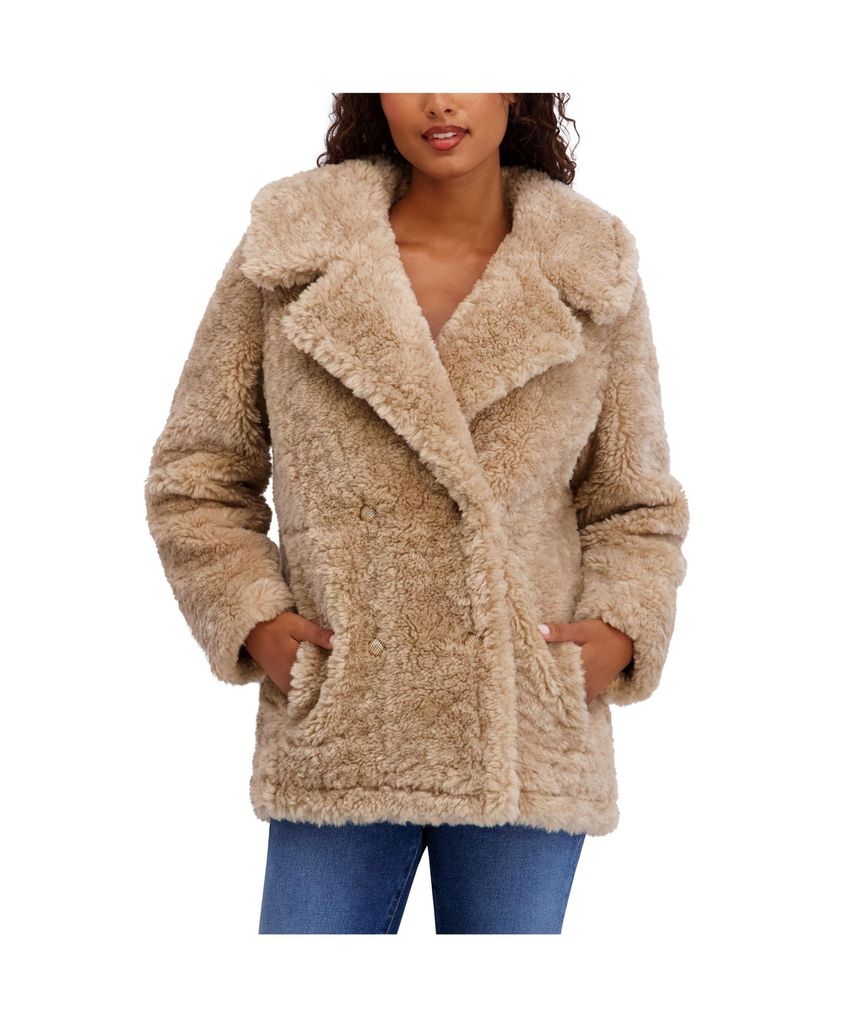Click here for Kensie Womens Oversized Double Breasted Faux Fur C... prices