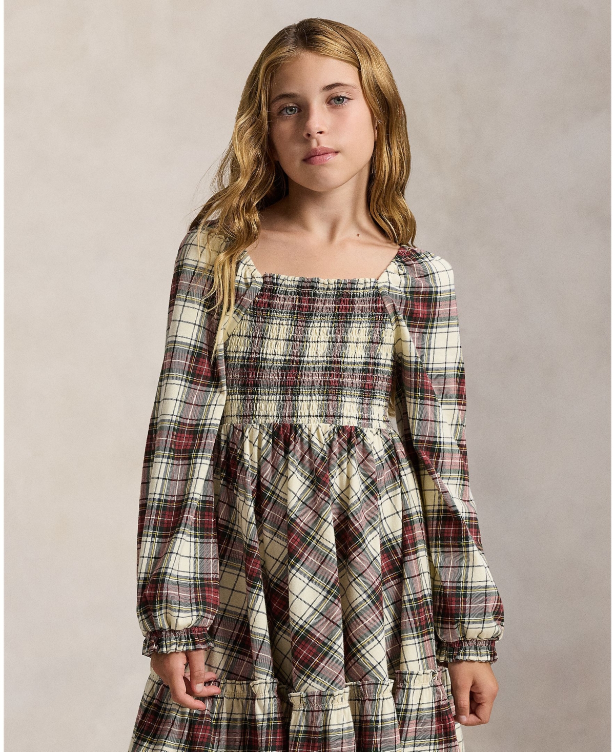 Click here for Polo Ralph Lauren Girls 7-16 Long Sleeves Plaid Ru... prices