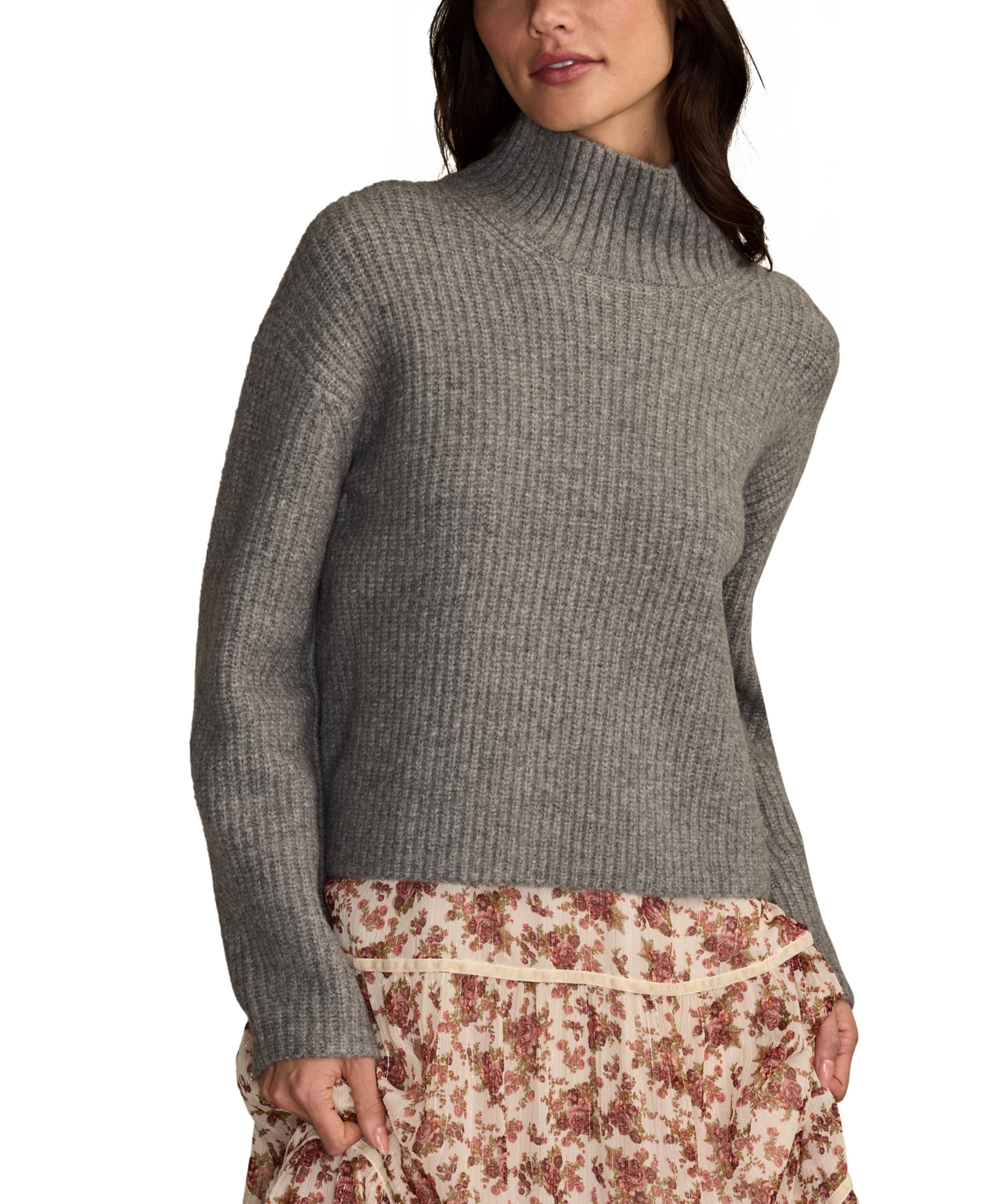 Click here for Lucky Brand Womens Ribbed Mock-Neck Sweater - Medi... prices