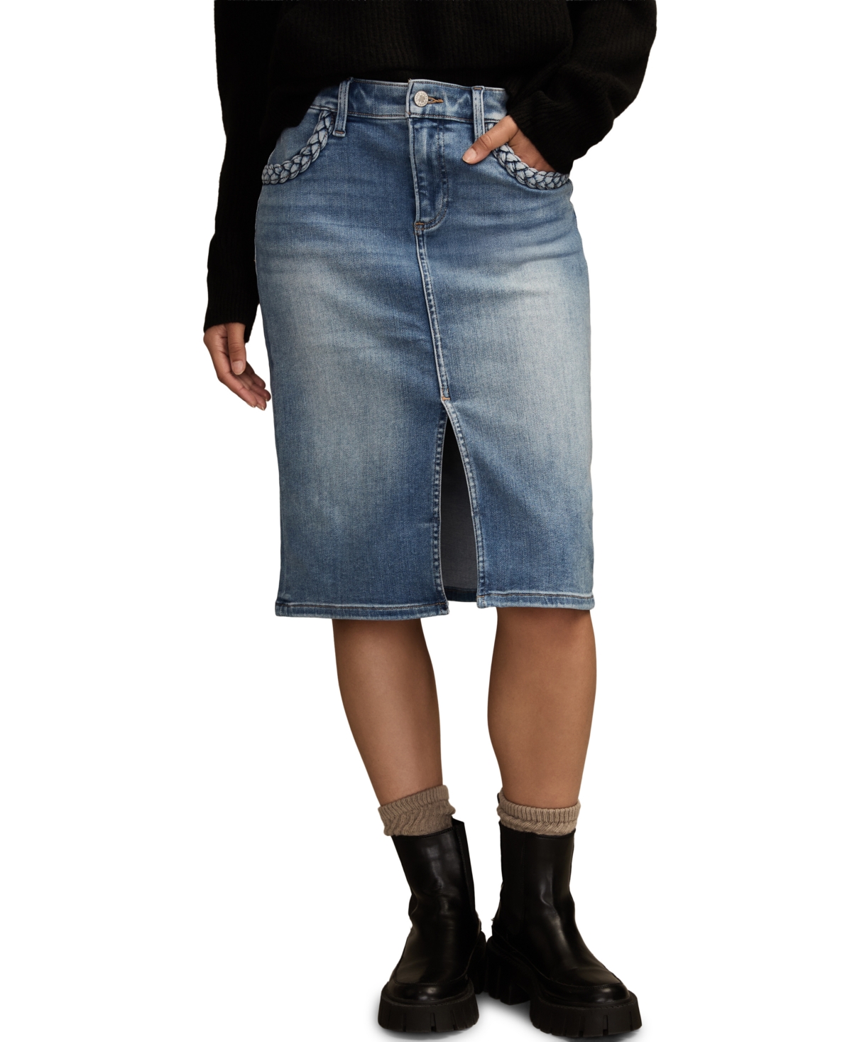 Click here for Lucky Brand Womens Legend Denim Midi Skirt - Indig... prices