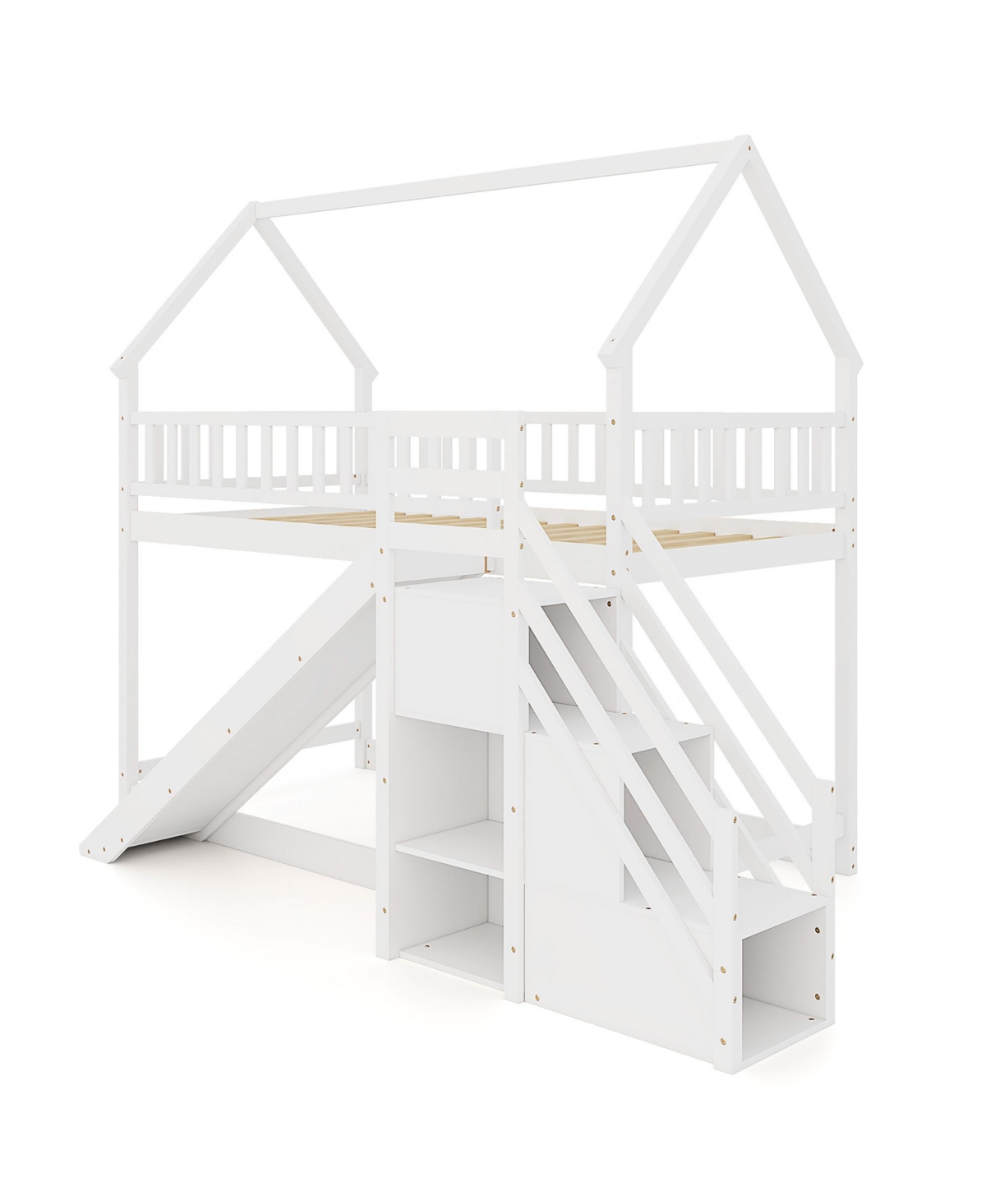 Click here for Gymax Twin Over Twin Bunk Bed w/Slide & Staircase... prices