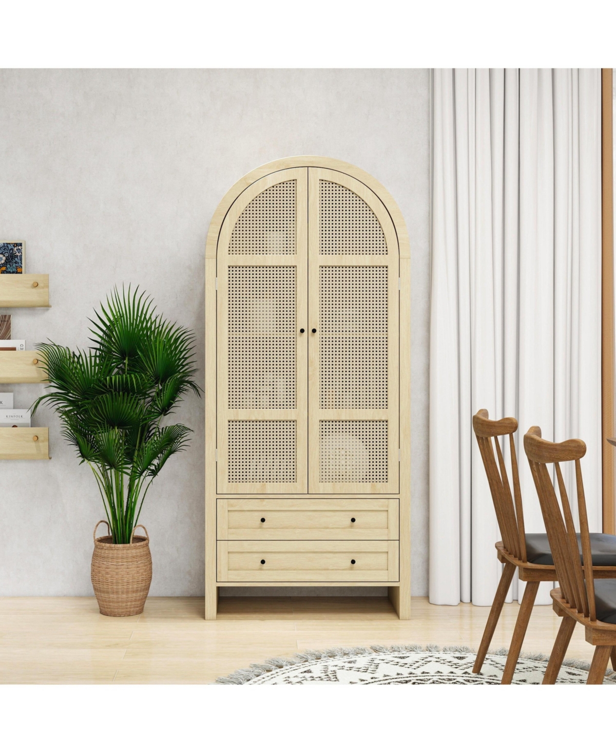 Click here for Lovmor Elegant Arch Top Rattan Cabinet 2 Drawers 4... prices