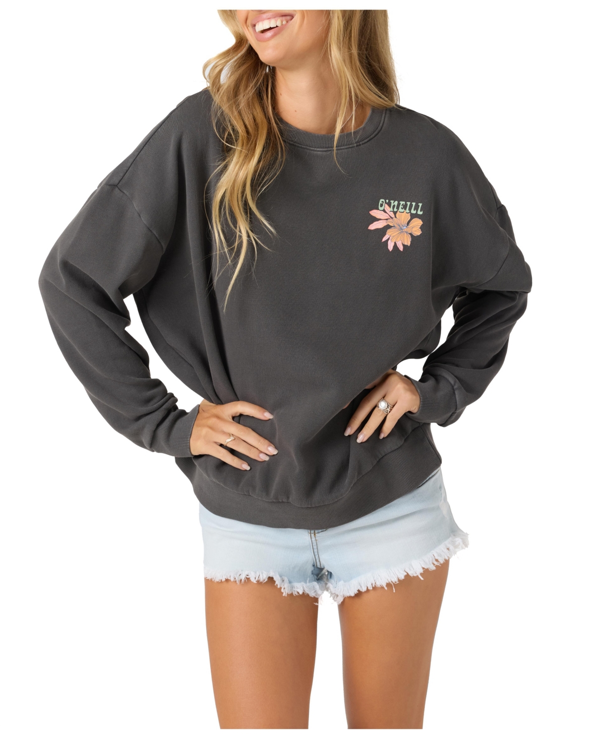 Click here for ONeill Womens Solis Crewneck Sweatshirt - Washed B... prices