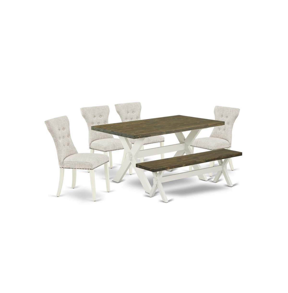 Click here for East West Furniture 6-Piece Wood Dining Table Set-... prices