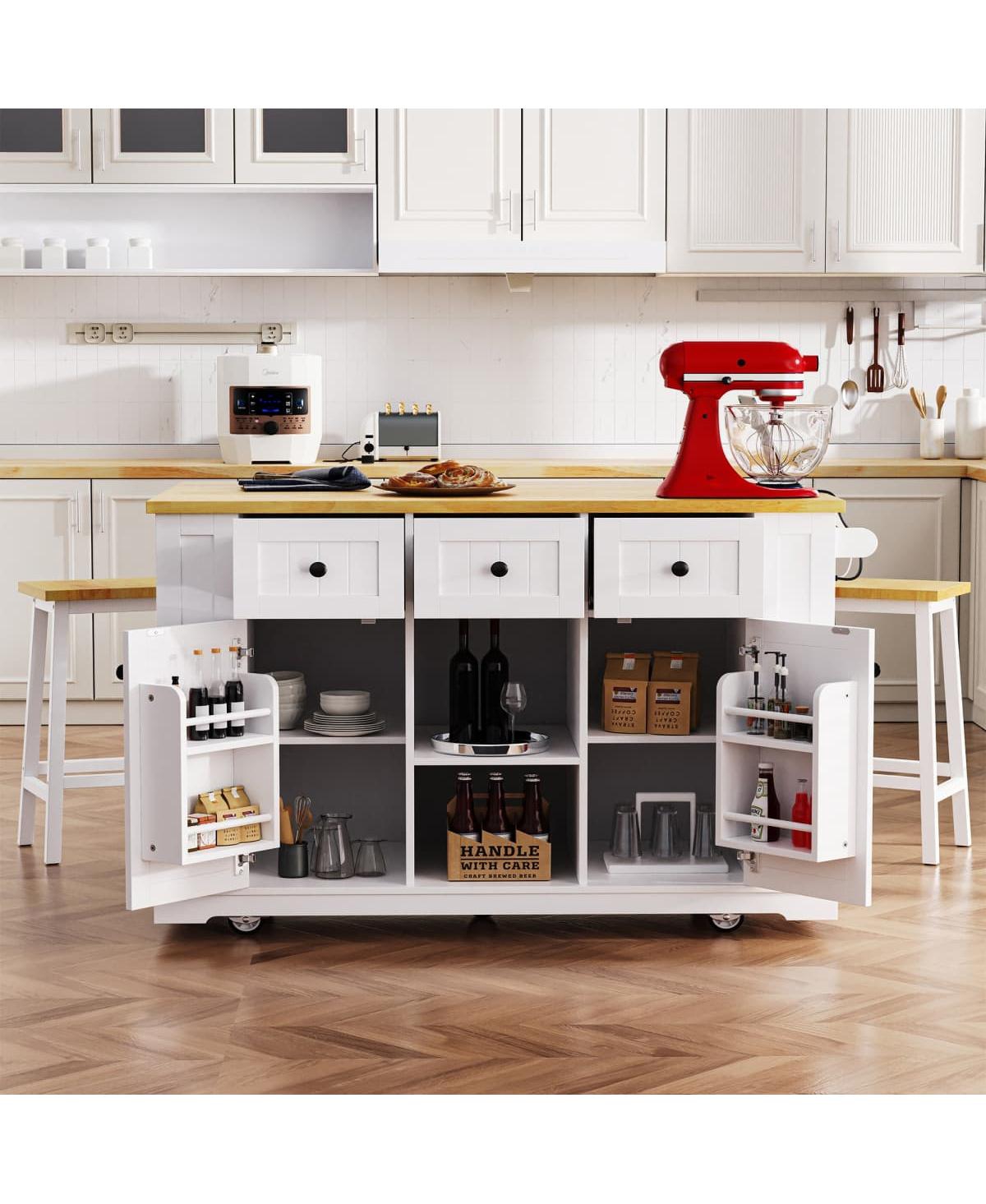 Click here for Maison Boucle 50 Black Kitchen Island Cart with Dr... prices