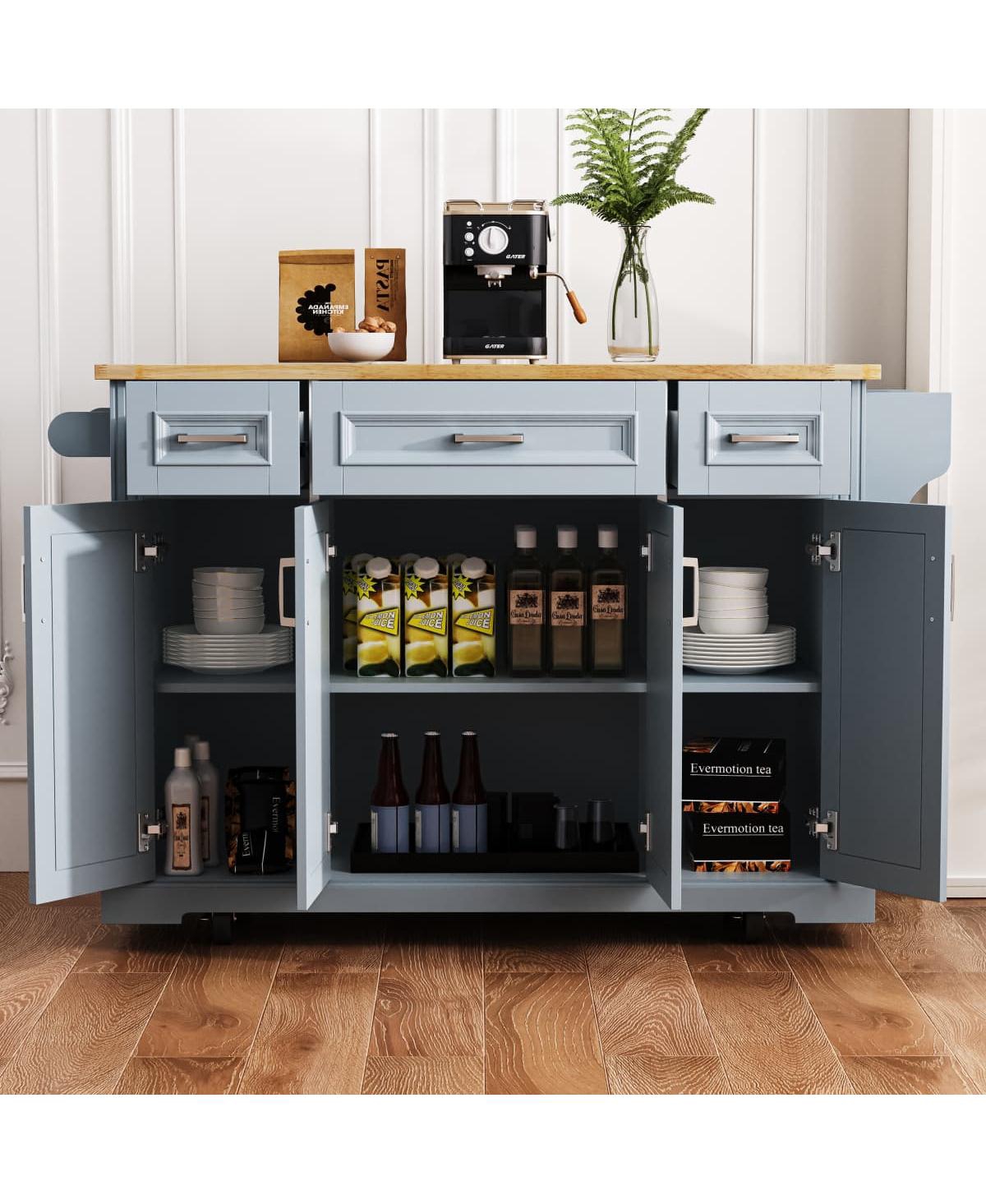 Click here for Maison Boucle 47.2 Grey Blue Kitchen Island Cart w... prices