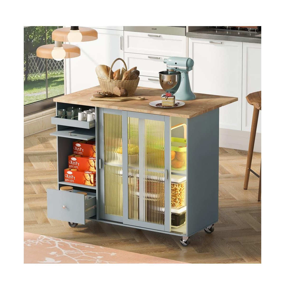 Click here for Maison Boucle 44 Kitchen Island Cart with Led Ligh... prices