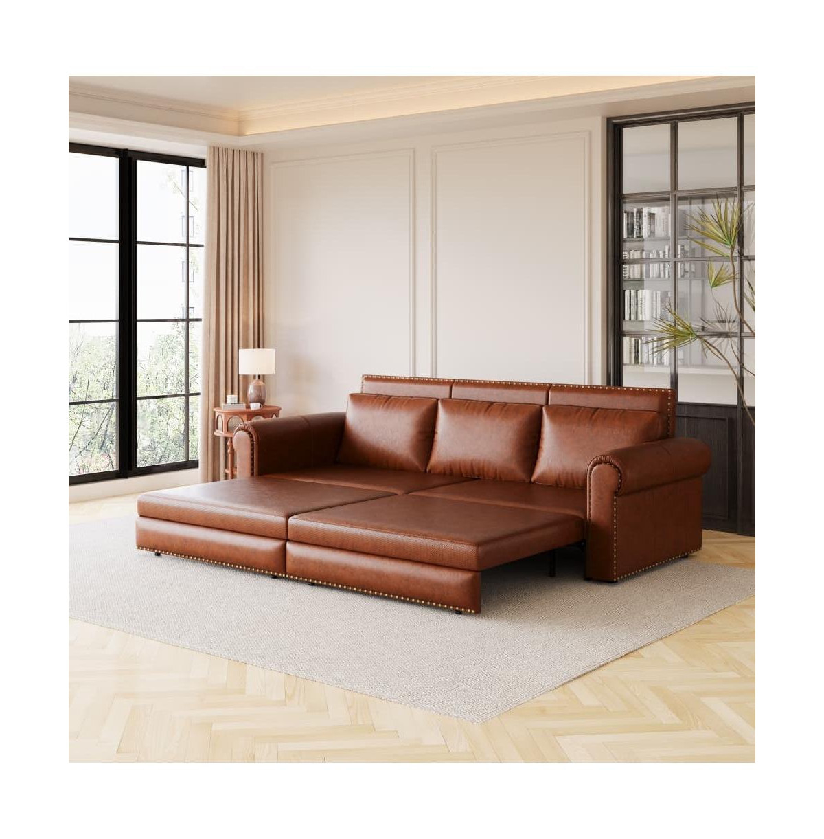 Click here for Maison Boucle 93.7 Faux Leather King Pull Out Sofa... prices