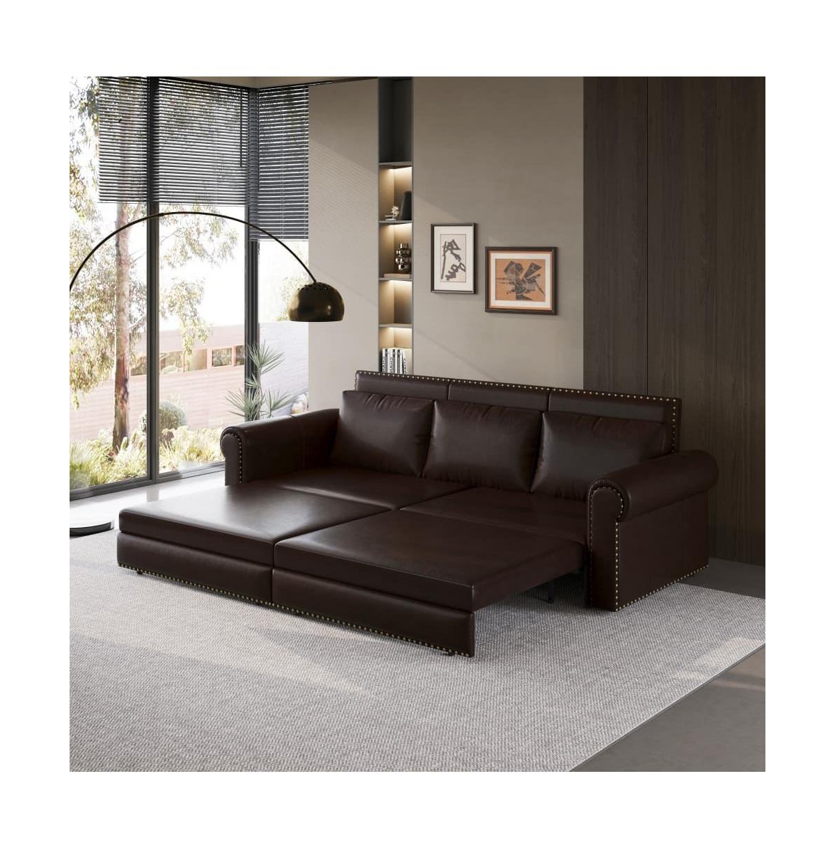 Click here for Maison Boucle 93.7 Faux Leather King Pull Out Sofa... prices